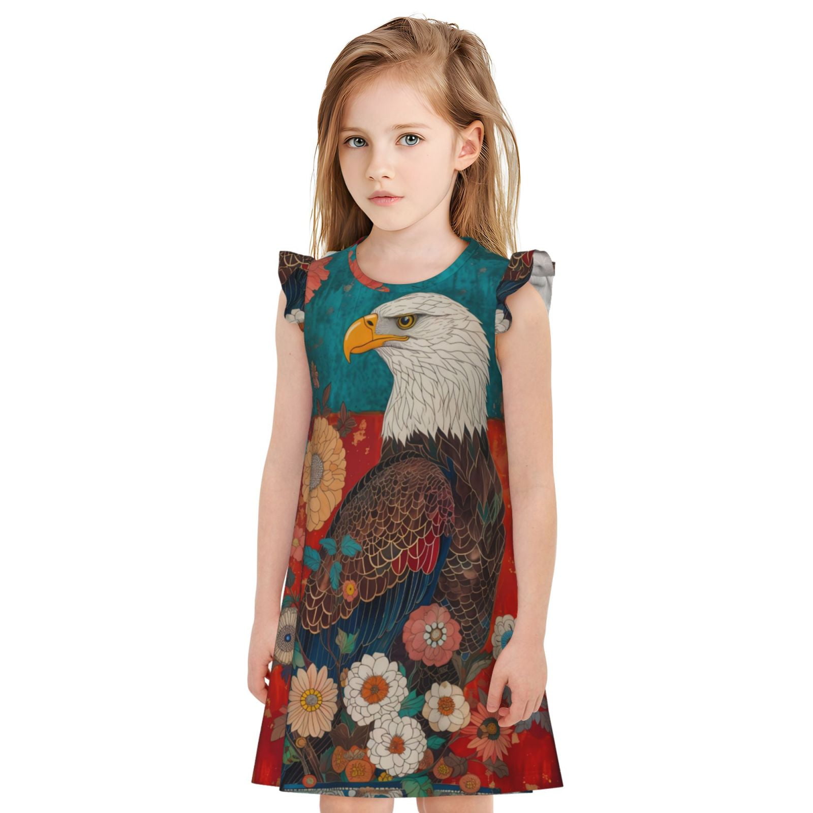 Pofeuu Sunflower Bald Eagle Print Girls Nightgowns, Nightgown Princess ...