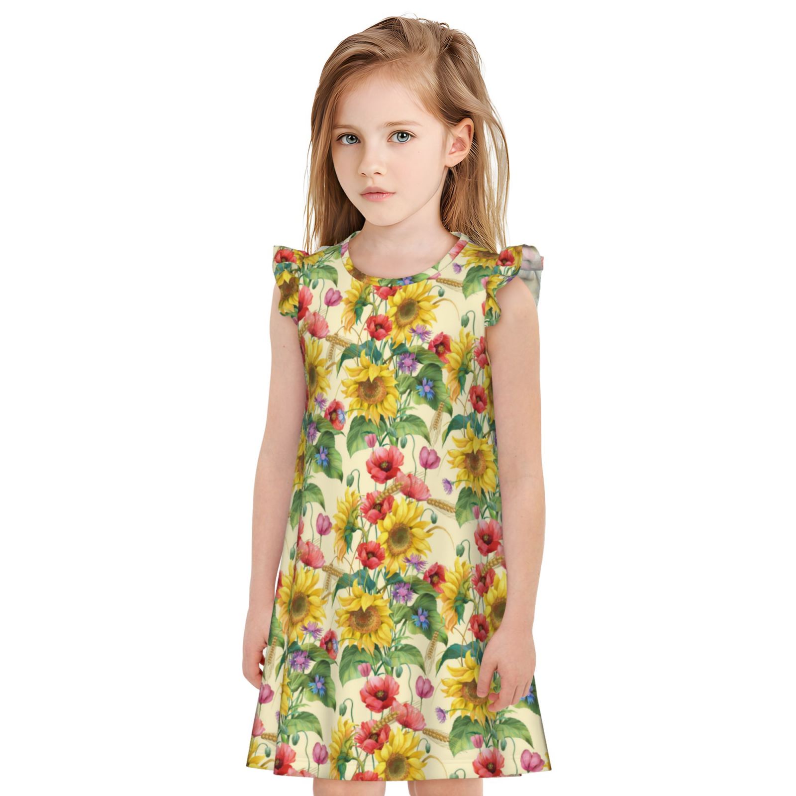 Pofeuu Sunflower Cornflower Poppy Print Girls Nightgowns, Nightgown ...