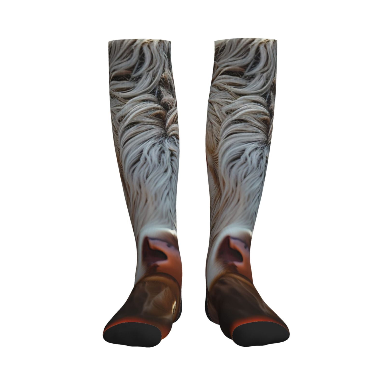 Pofeuu Sunflower Cow In Flower Field Print Compression Socks for Women ...