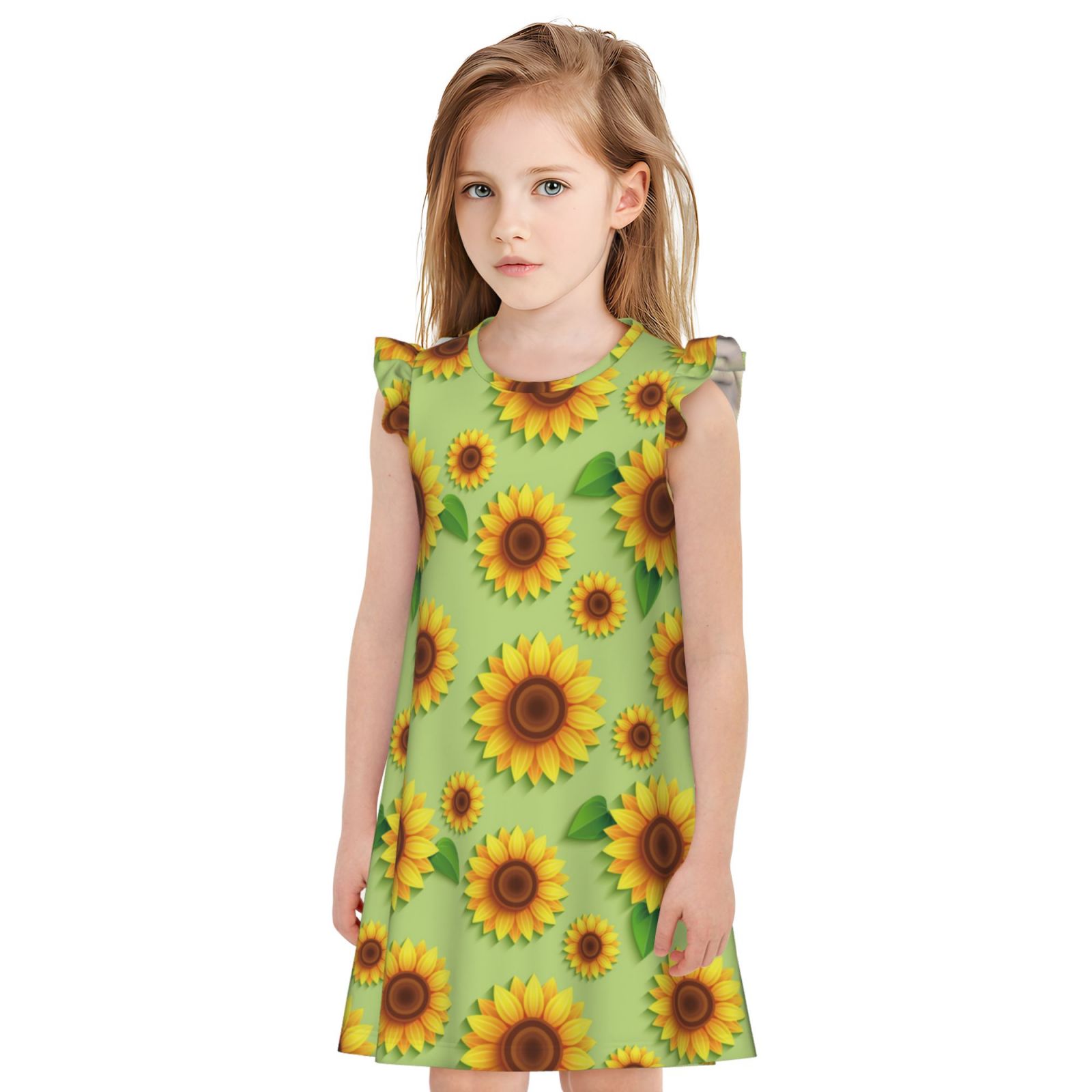 Pofeuu Sunflower Leaves Print Girls Nightgowns, Nightgown Princess ...