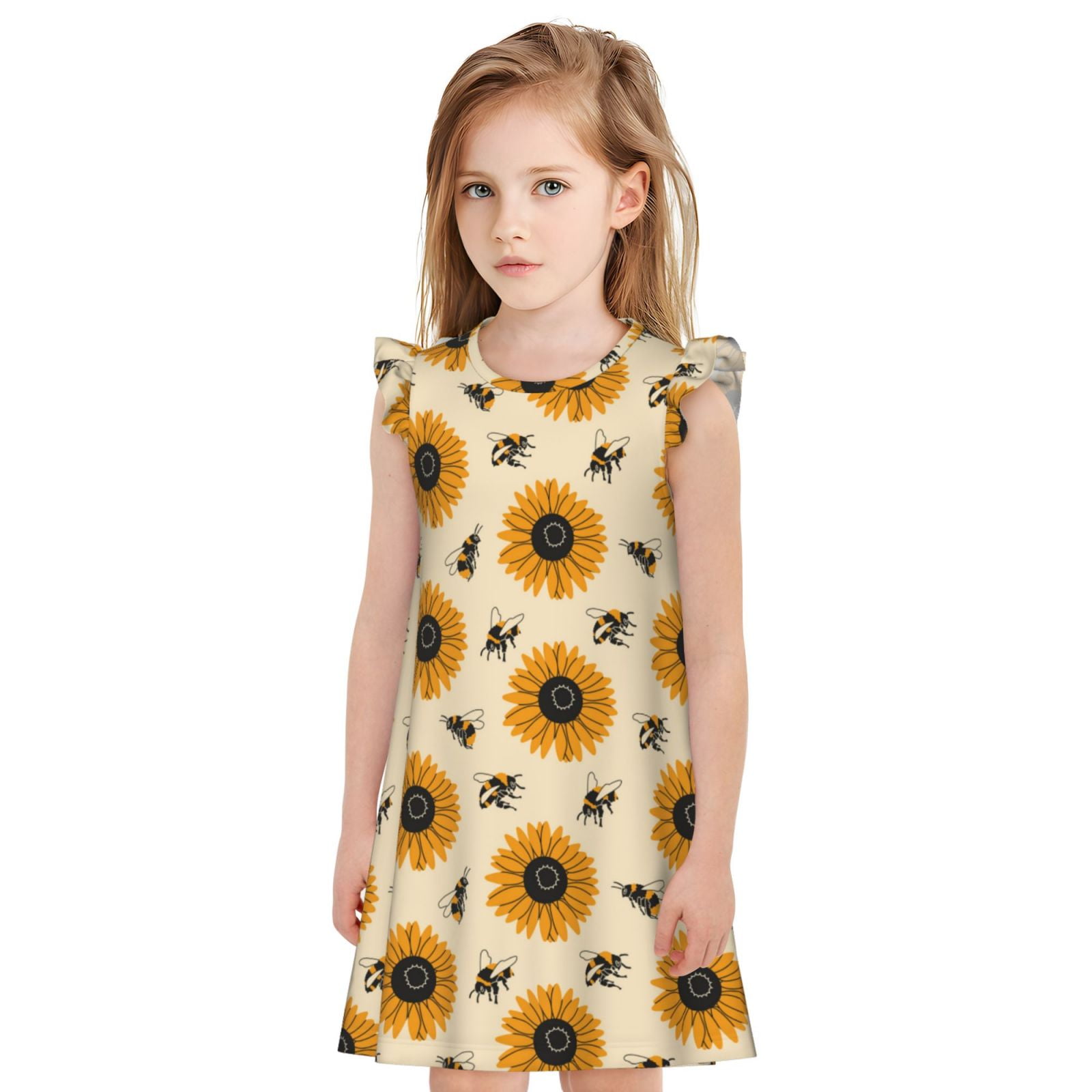 Pofeuu Sunflowers And Bee Print Girls Nightgowns, Nightgown Princess ...