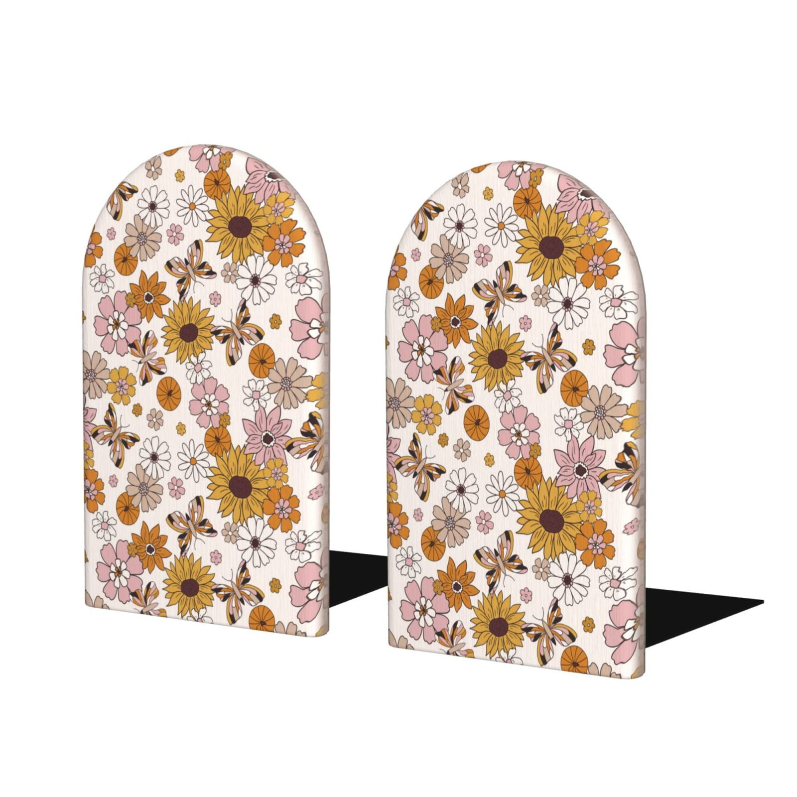 Pofeuu Sunflowers And Butterflies Print Large Bookend Hold Heavy Books ...