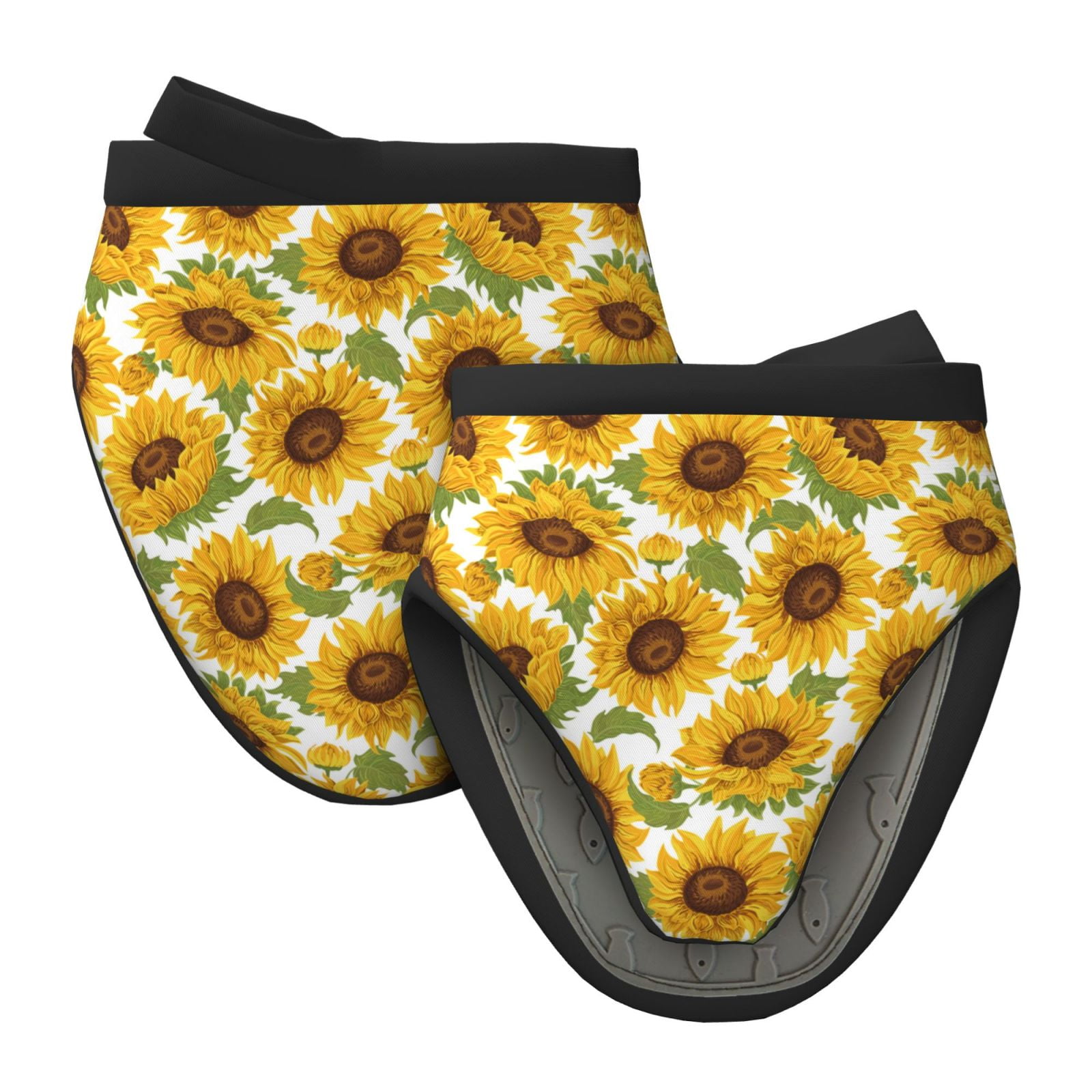 Pofeuu Sunflowers Print Thickened Mini Silicone Oven Mitts Heat ...