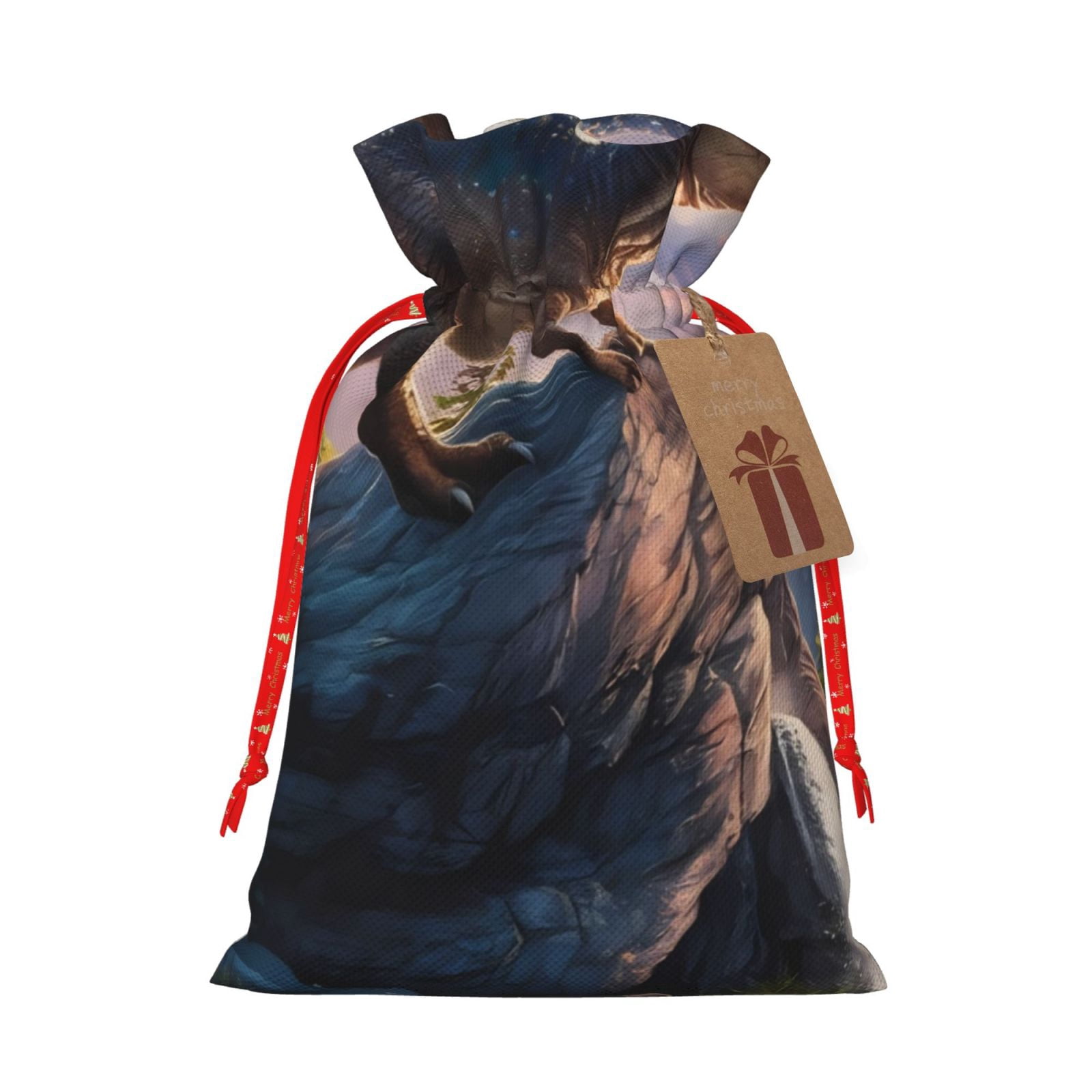 Pofeuu Sunset Cliff Dinosaur Print Burlap Bags with Drawstrings ...