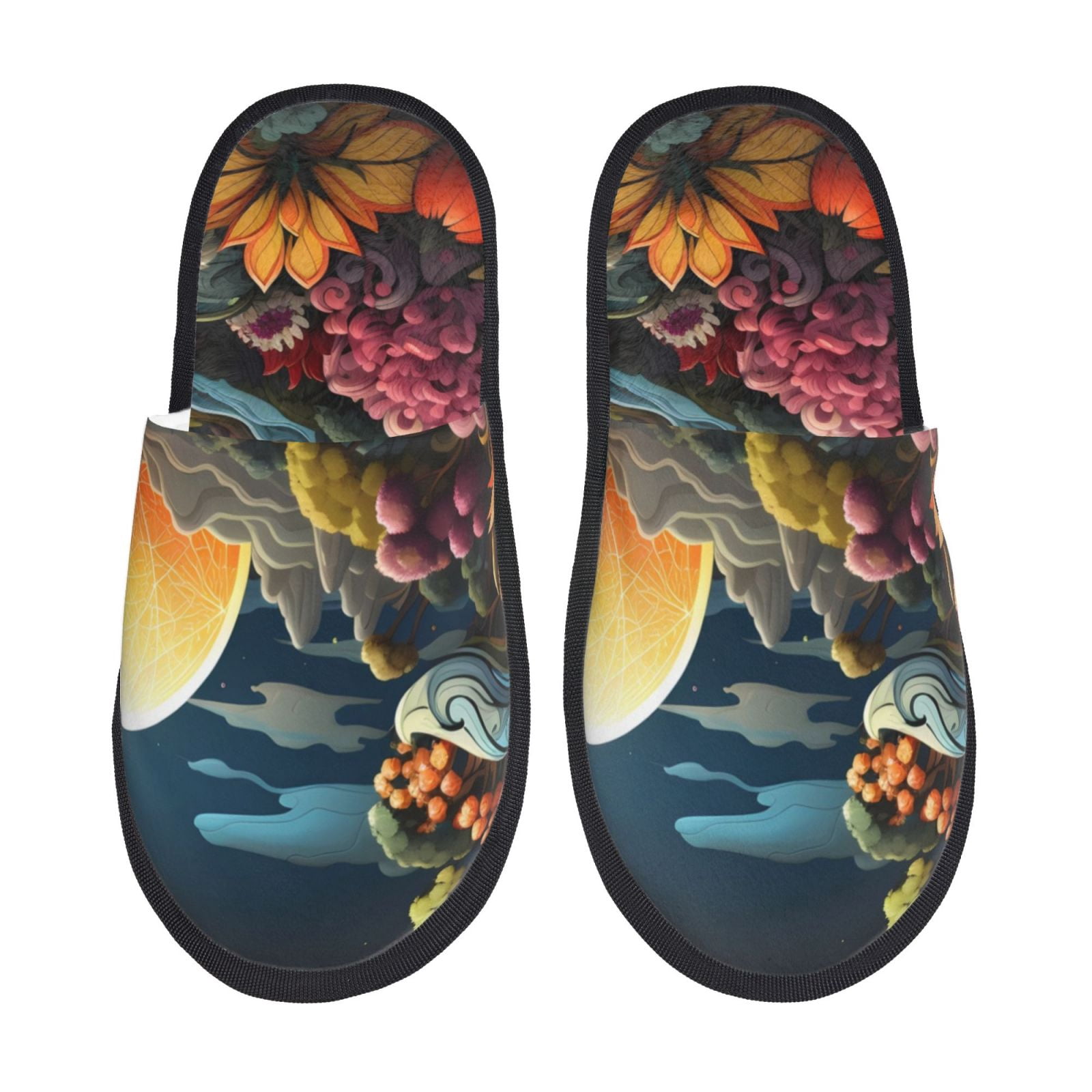 Pofeuu Sunset Floral Fantasy Landscape Print EVA Fuzzy House super ...