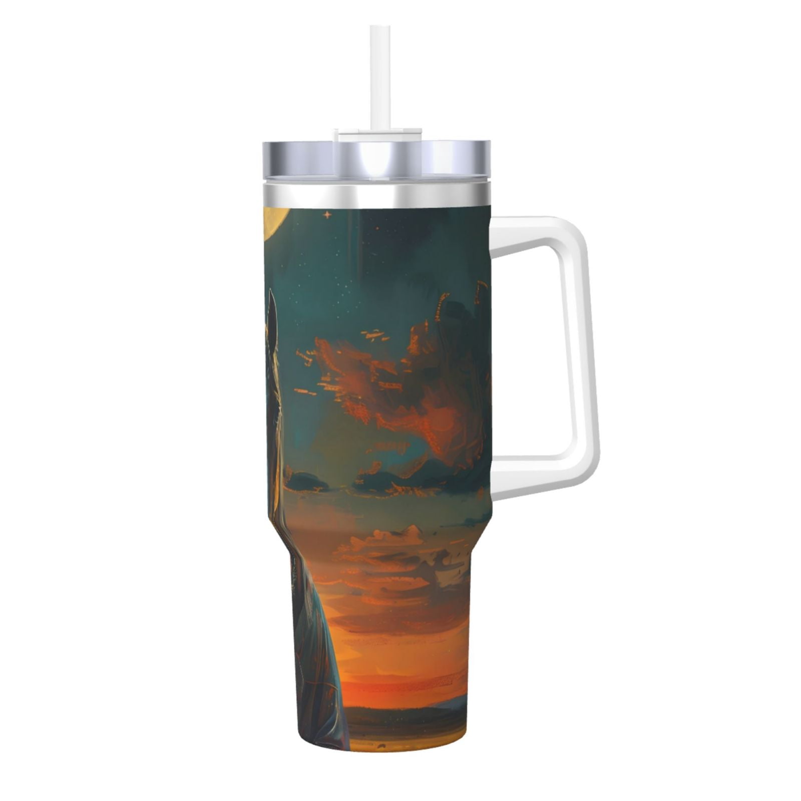 Pofeuu Sunset Prairie Meditating Horse Print 40oz Ice Bully With Handle ...