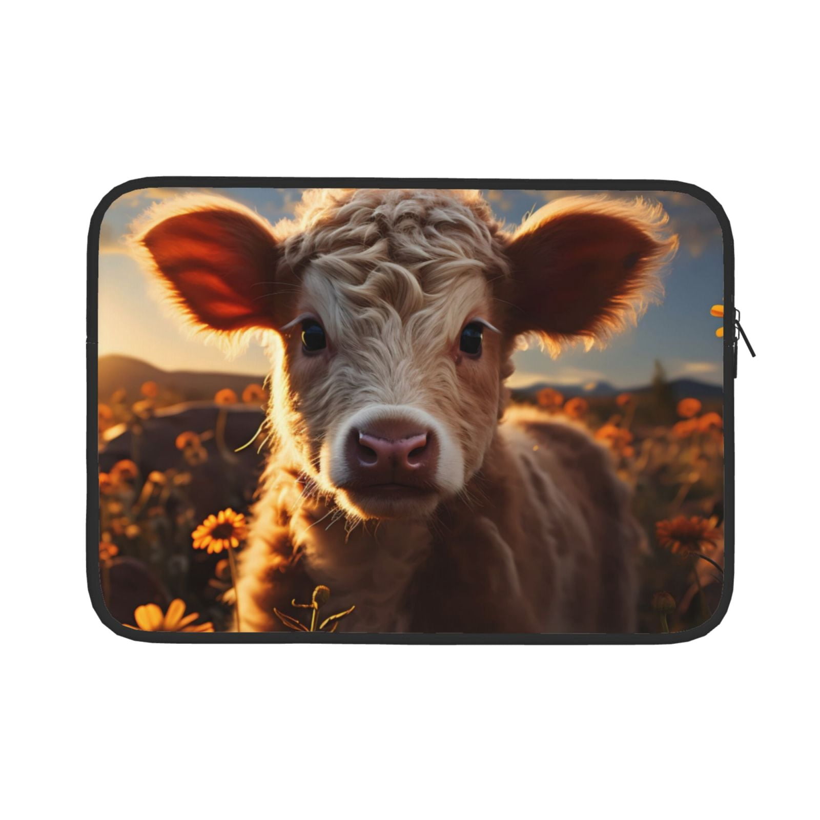 Pofeuu Sunset Sunflower Small Cow Print Laptop Carrying Case,13-15-Inch ...