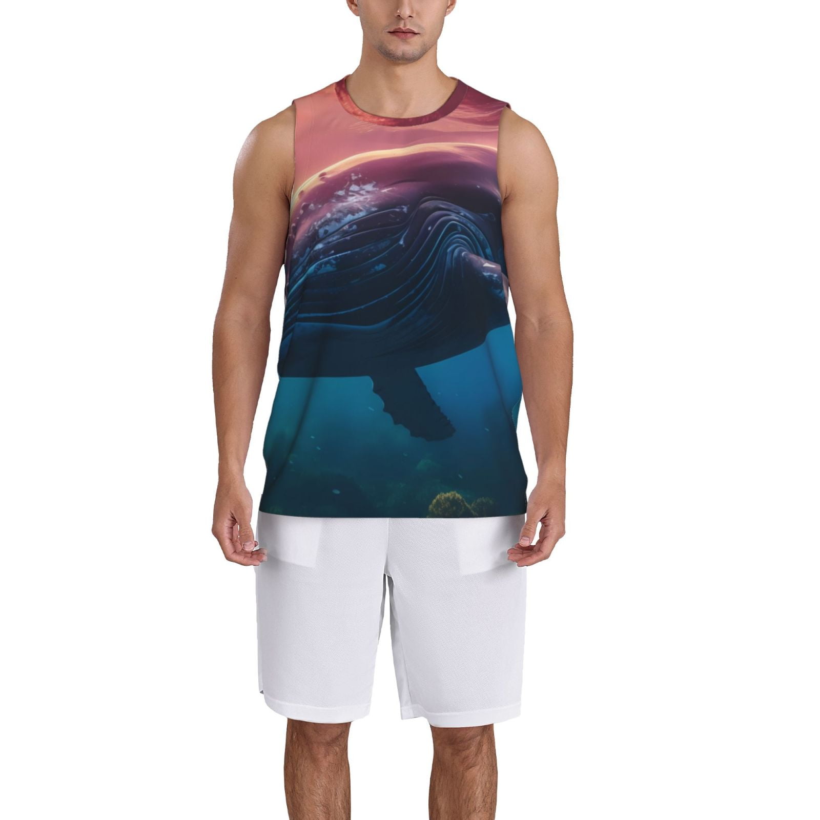 Pofeuu Sunshine Ocean Whale Print Basketball Jersey, Shirts for Men ...