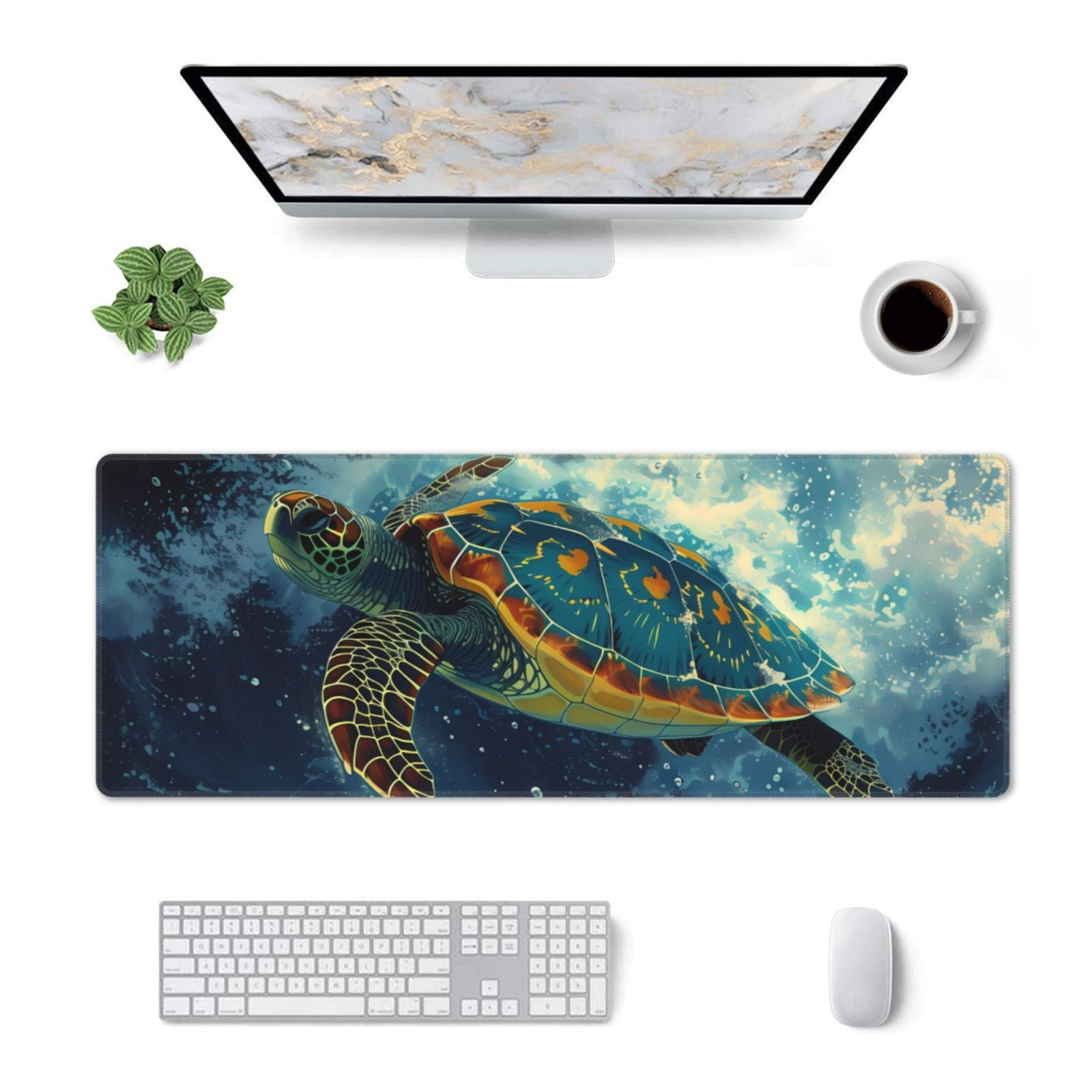 Pofeuu Surfing Turtle Print Desk Mat for Keyboard and Mouse，Computer ...