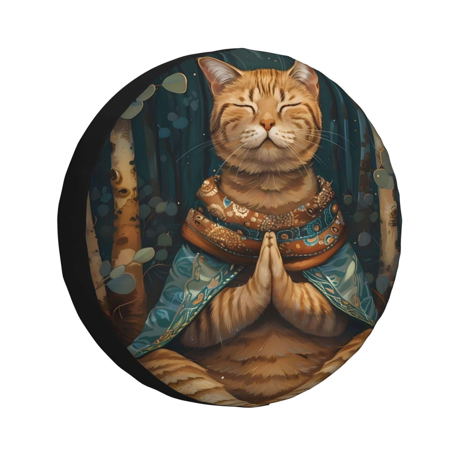Pofeuu Surreal Meditating Cat Print Spare Tire Wheel Cover for Car ...