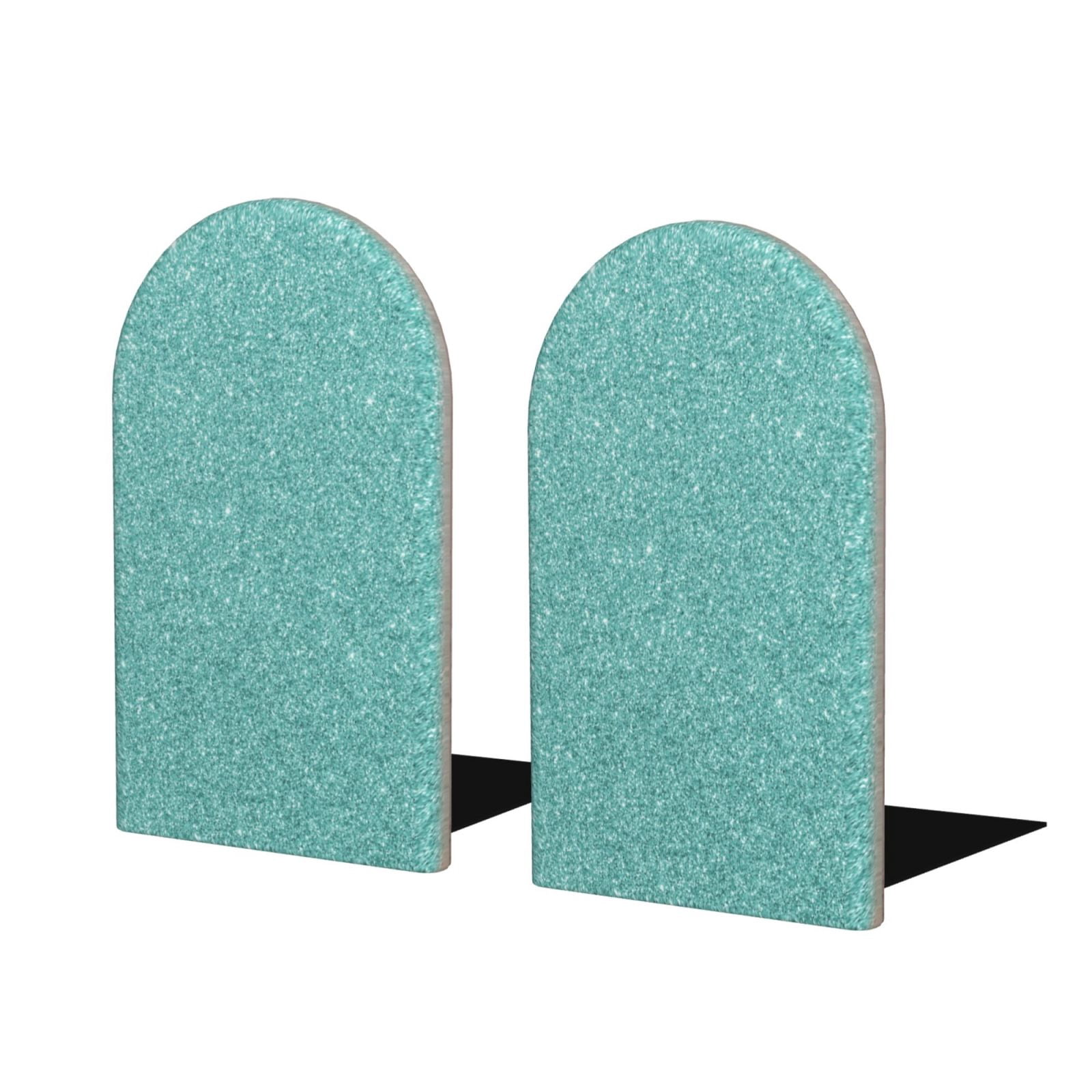 Pofeuu Teal Green Glitter Print Large Bookend Hold Heavy Books- Wood ...