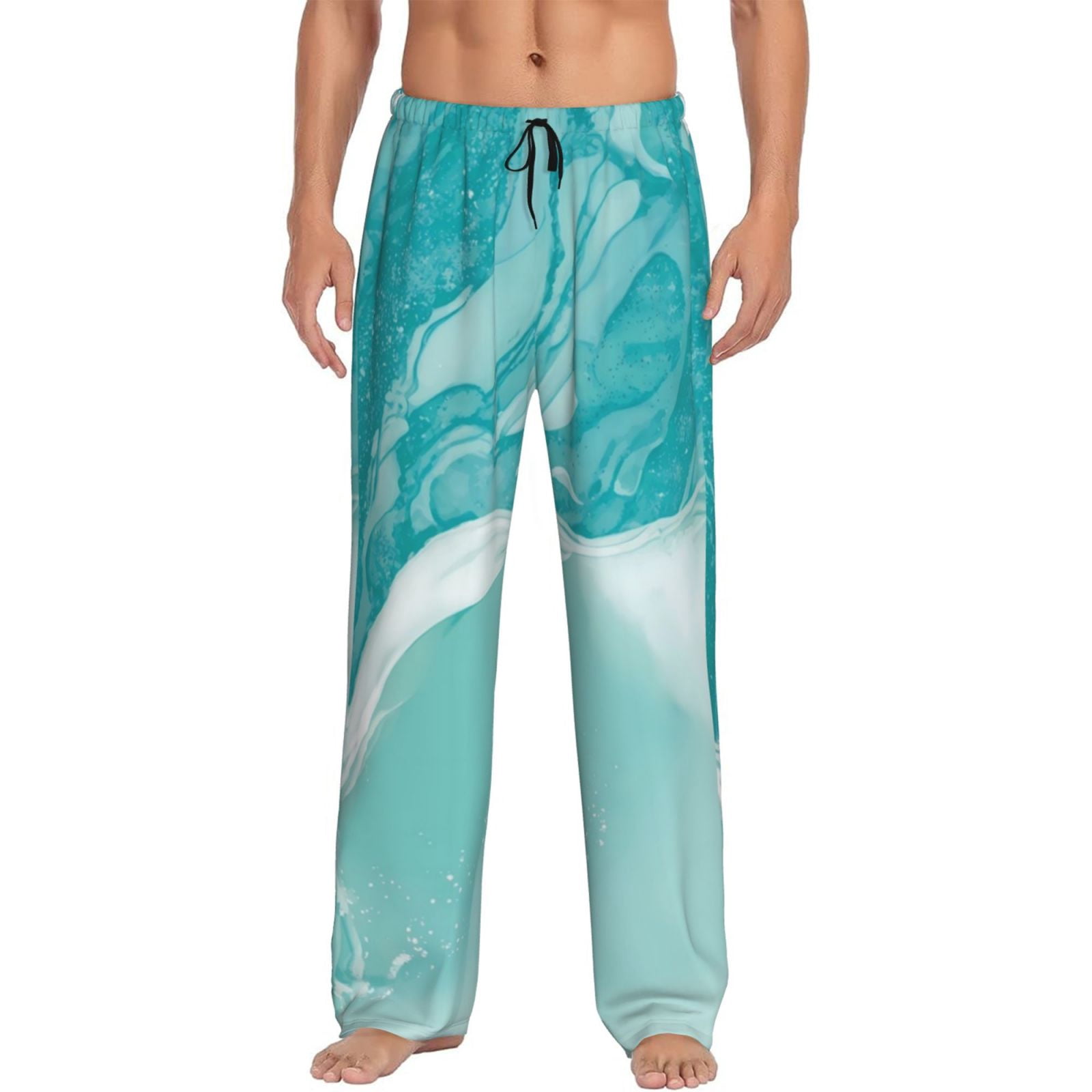 Pofeuu Teal Turquoise 1 Print Men's Pajama Pants, Soft Lounge Pajama ...