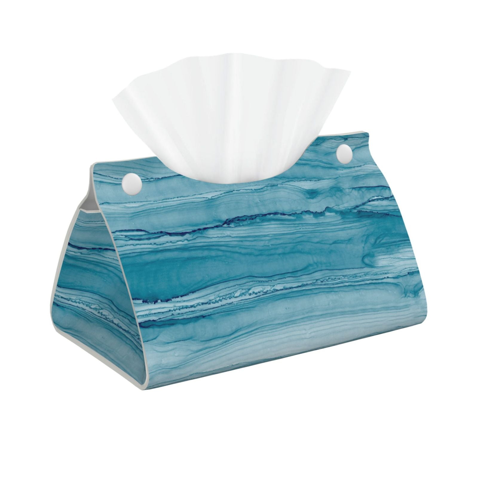 Pofeuu Teal Turquoise Fluid Stripes Print Tissue Box Cover, Modern ...