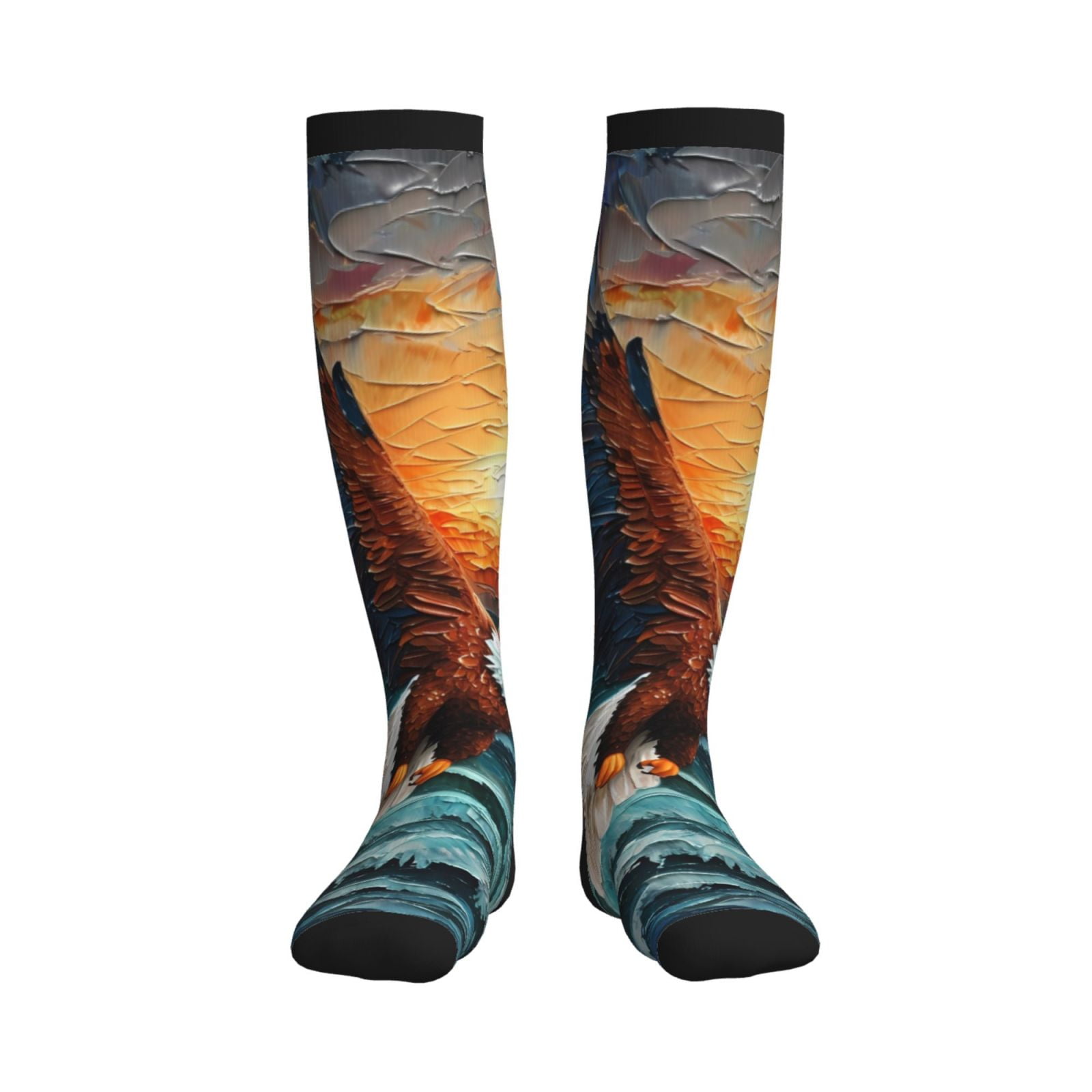 Pofeuu Textured Bald Eagle Print Compression Socks for Women & Men ...