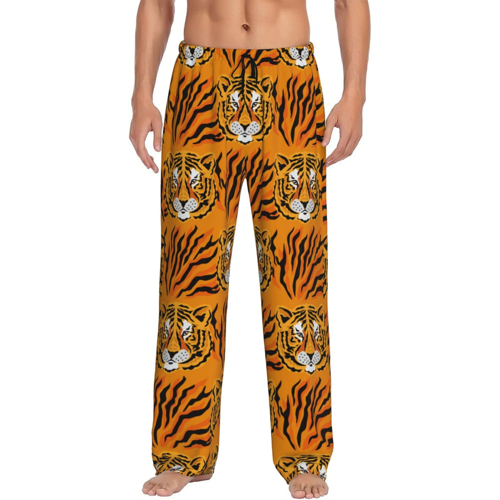 Pofeuu Tiger Print Men's Pajama Pants, Soft Lounge Pajama Pants with ...