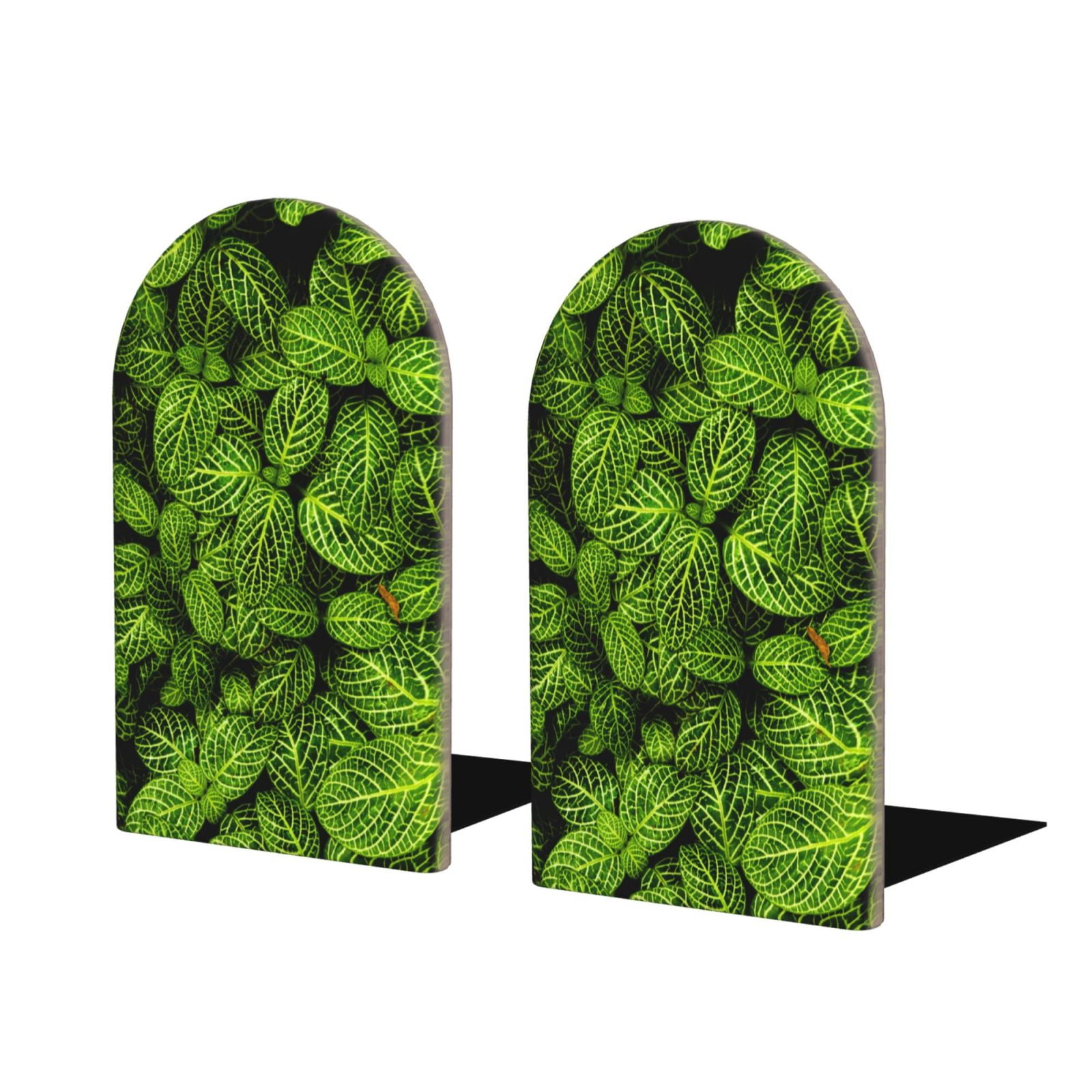 Pofeuu Tiny Green Fern Leaves Print Large Bookend Hold Heavy Books ...