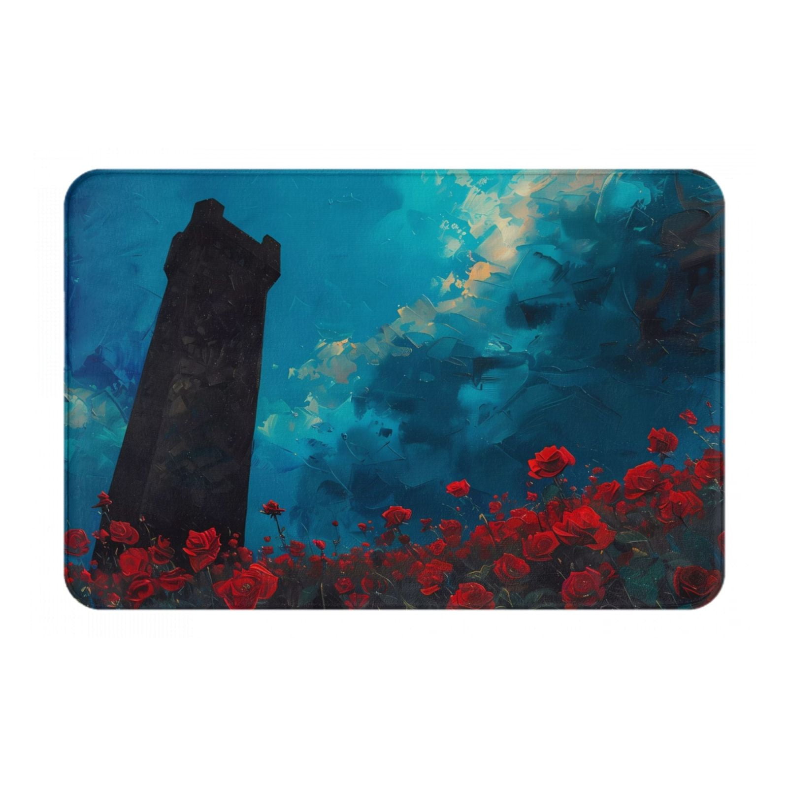 Pofeuu Tower And Red Roses Print Flannel Doormats Rug16"x24"Rug ...