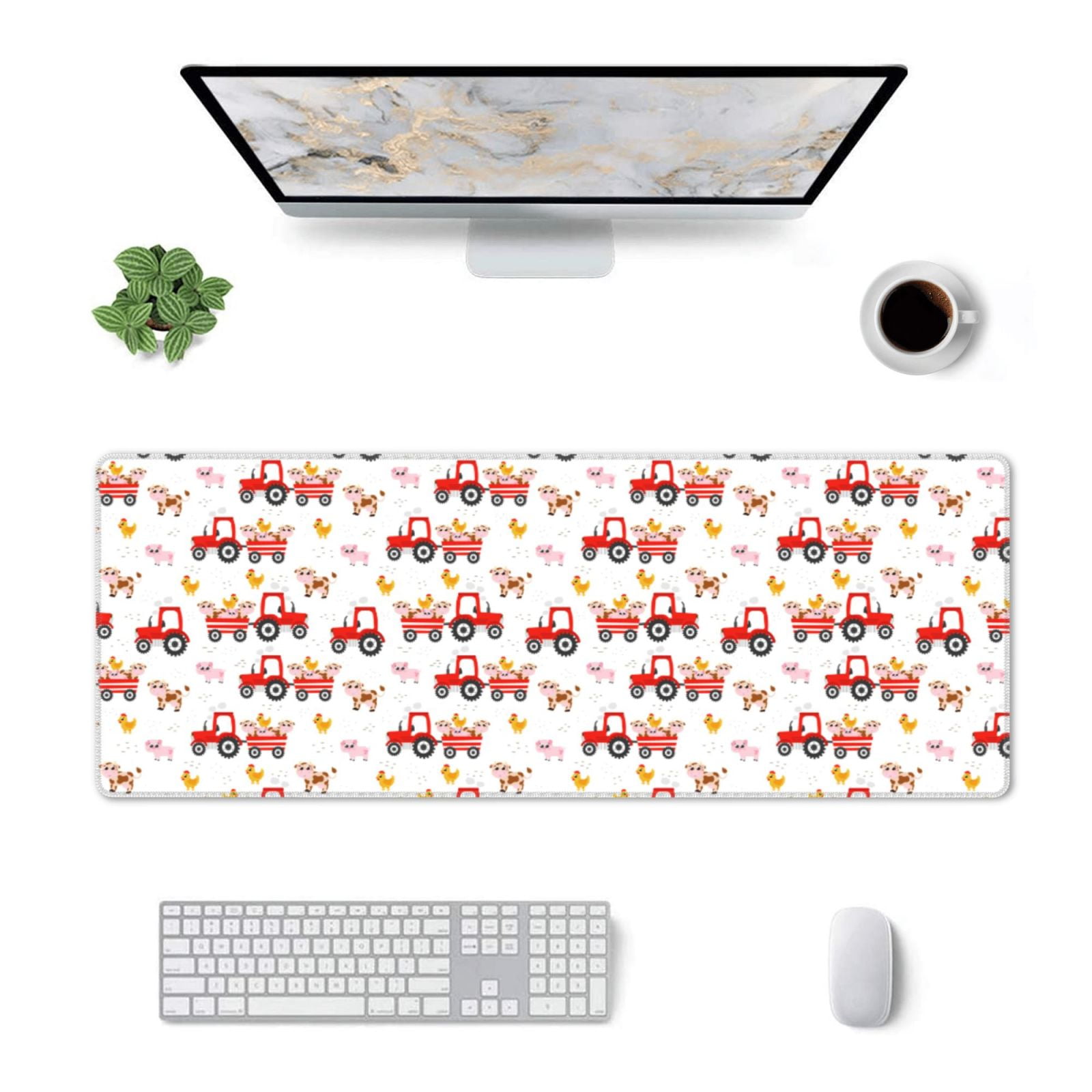 Pofeuu Tractor With Farm Animals Print Desk Mat for Keyboard and Mouse ...