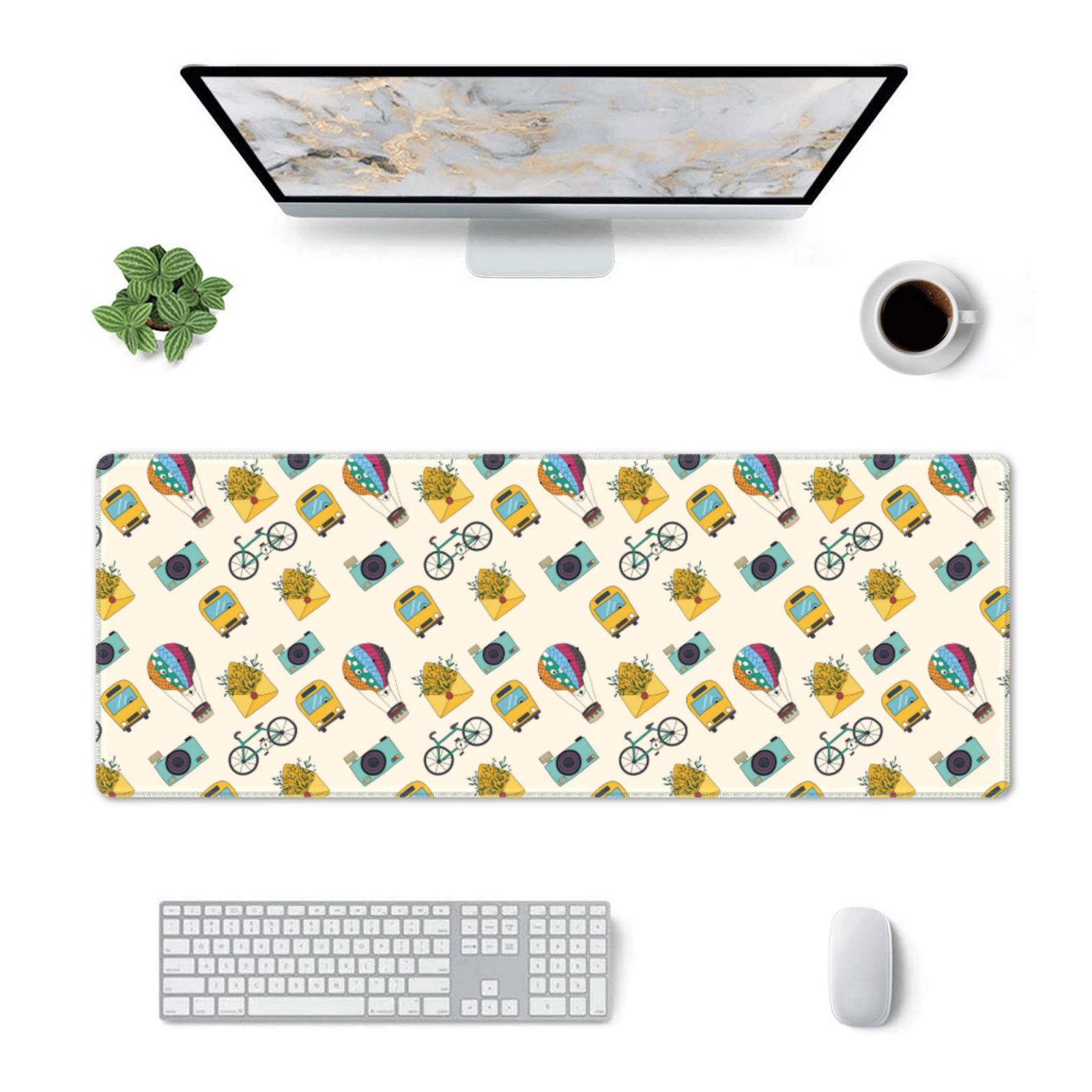 Pofeuu Travel Elements Print Desk Mat for Keyboard and Mouse，Computer ...