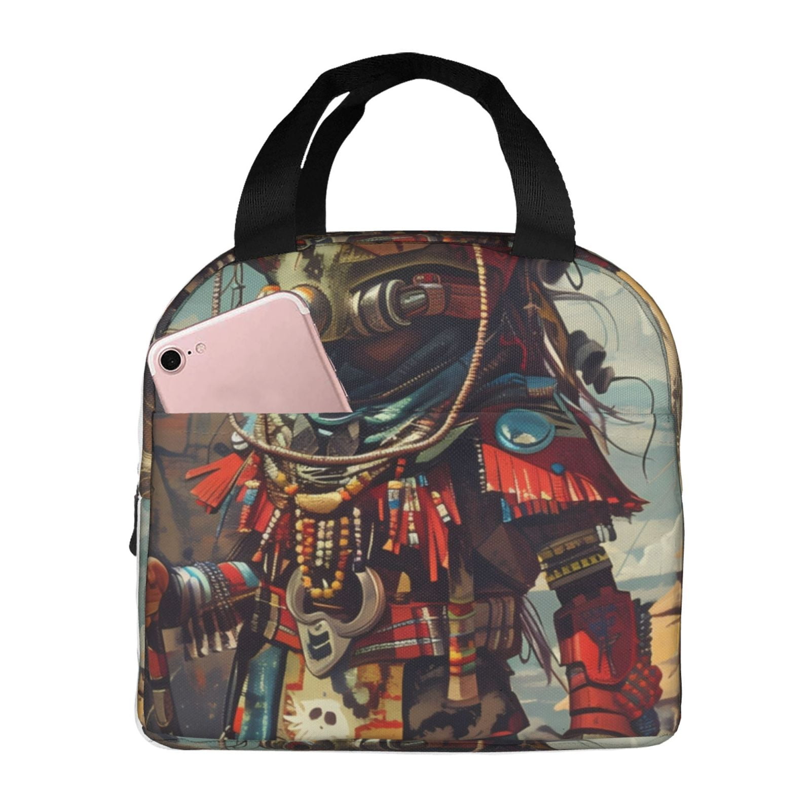 Pofeuu Tribal Futuristic Warrior Print Lunch Bag Lunch Box Insulated ...