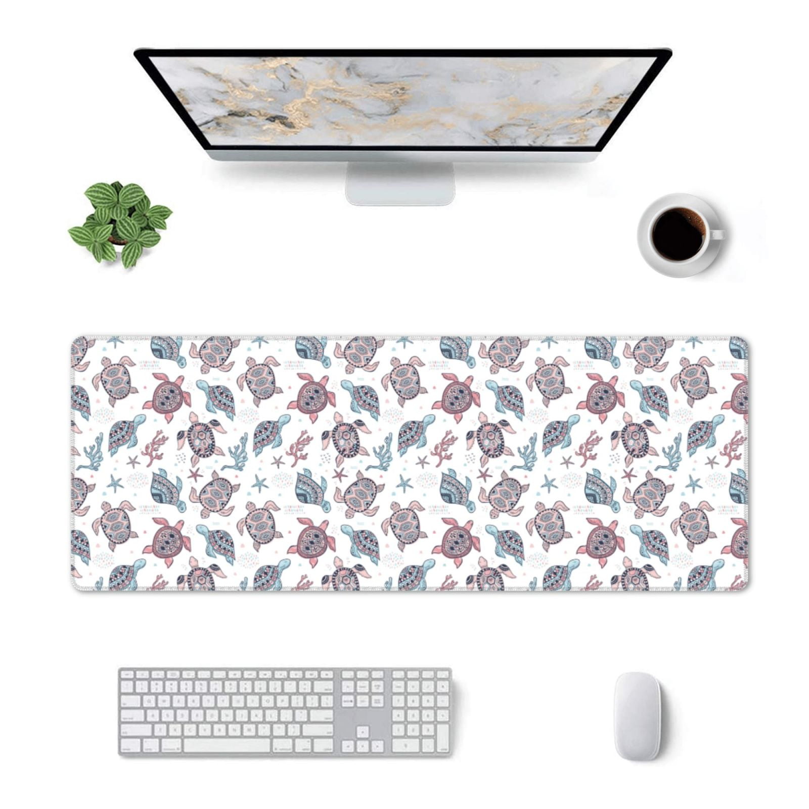 Pofeuu Tribal Style Turtle Print Desk Mat for Keyboard and Mouse ...