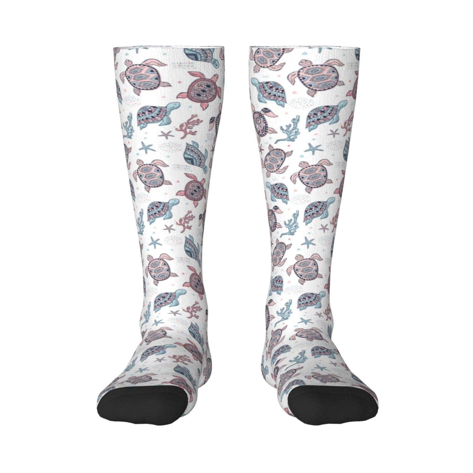 Pofeuu Tribal Style Turtle Print Stockings, Adult Running Hiking Socks ...