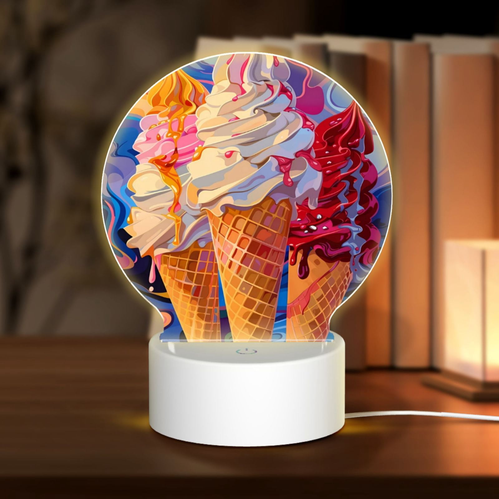 Pofeuu Trio Of Dripping Cones Print LED Christmas Night Light Lamp Base ...