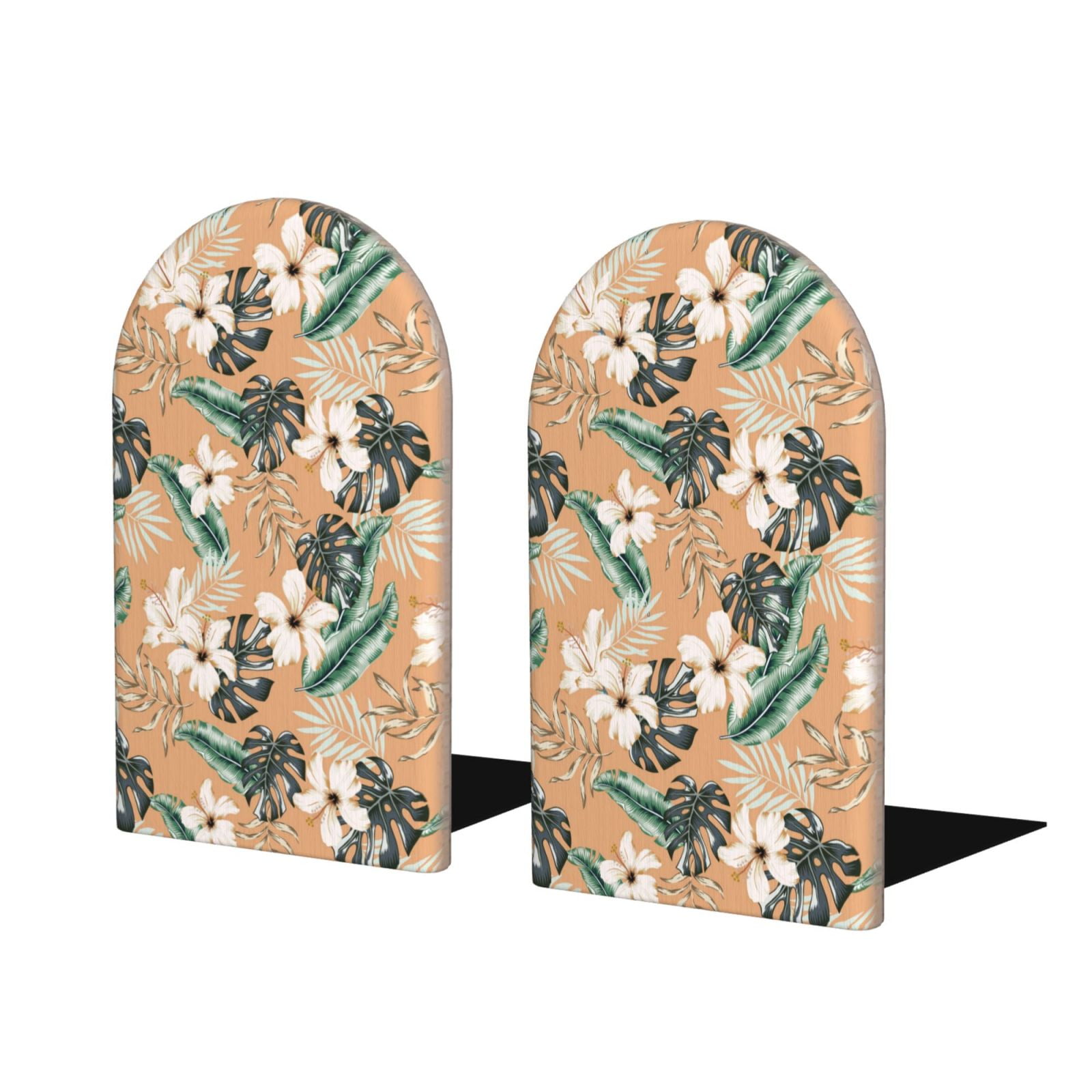 Pofeuu Tropical Leaves Flower Print Large Bookend Hold Heavy Books ...