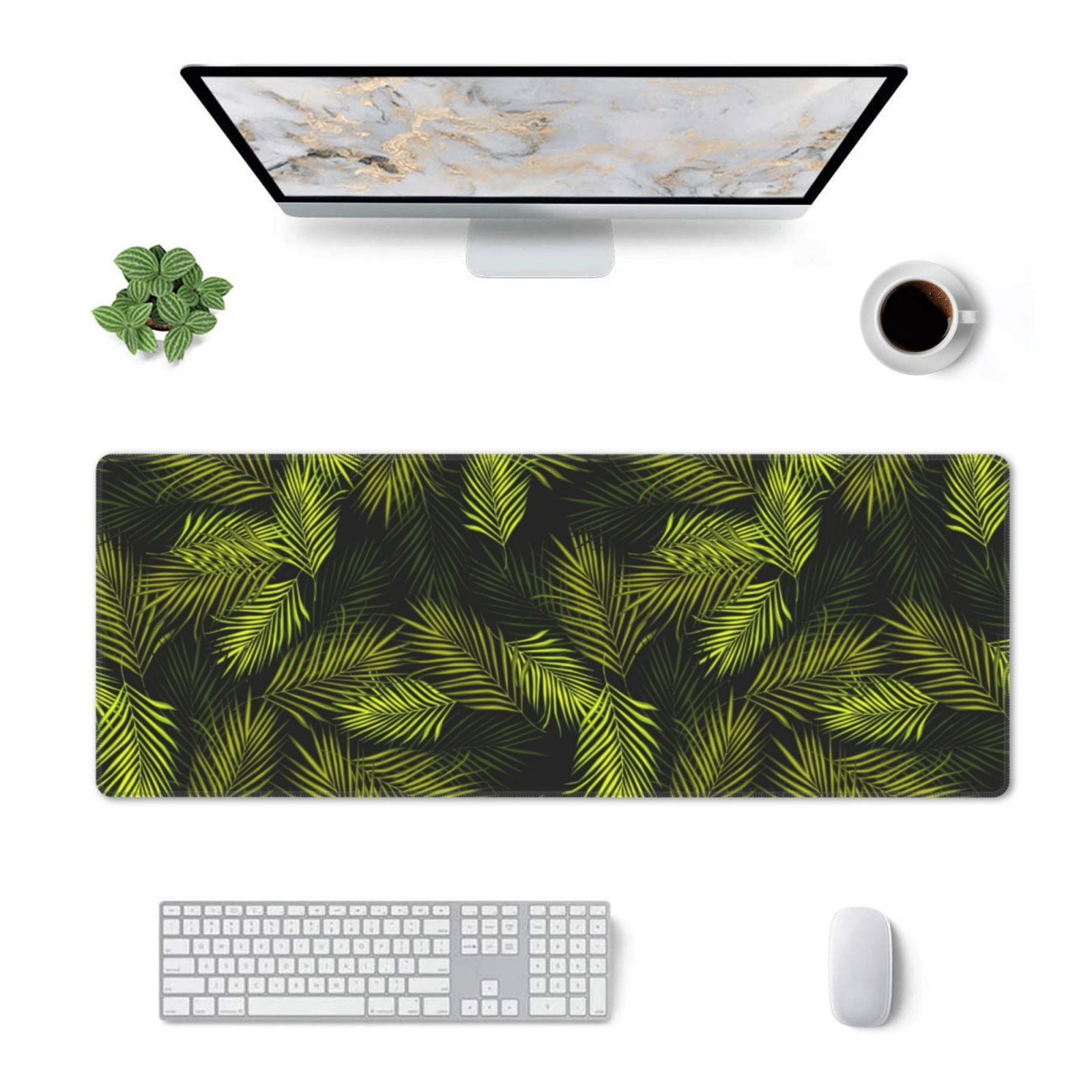 Pofeuu Tropical Palm Leaves Fern Leaf Print Desk Mat for Keyboard and ...