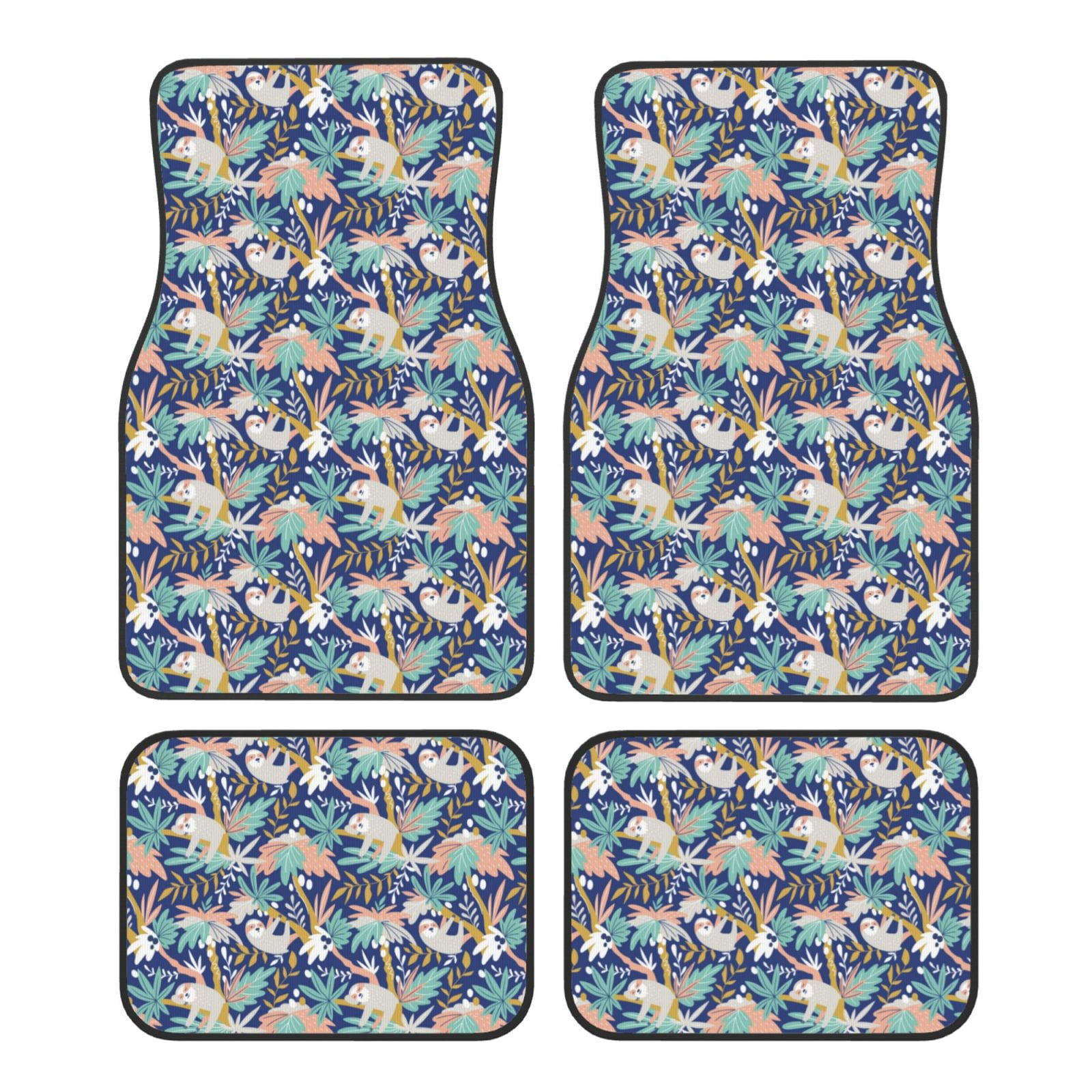 Pofeuu Tropical Sloth Print Car Foot Mat Set of 4 Pieces - All-Weather ...