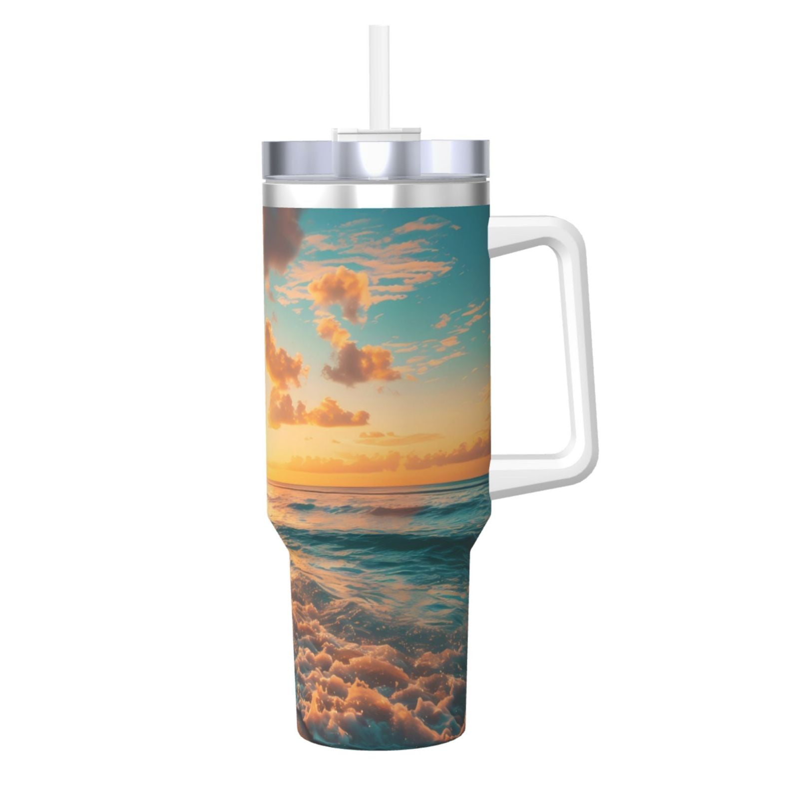 Pofeuu Tropical Sunset Beach Scene Print 40oz Ice Bully With Handle And ...