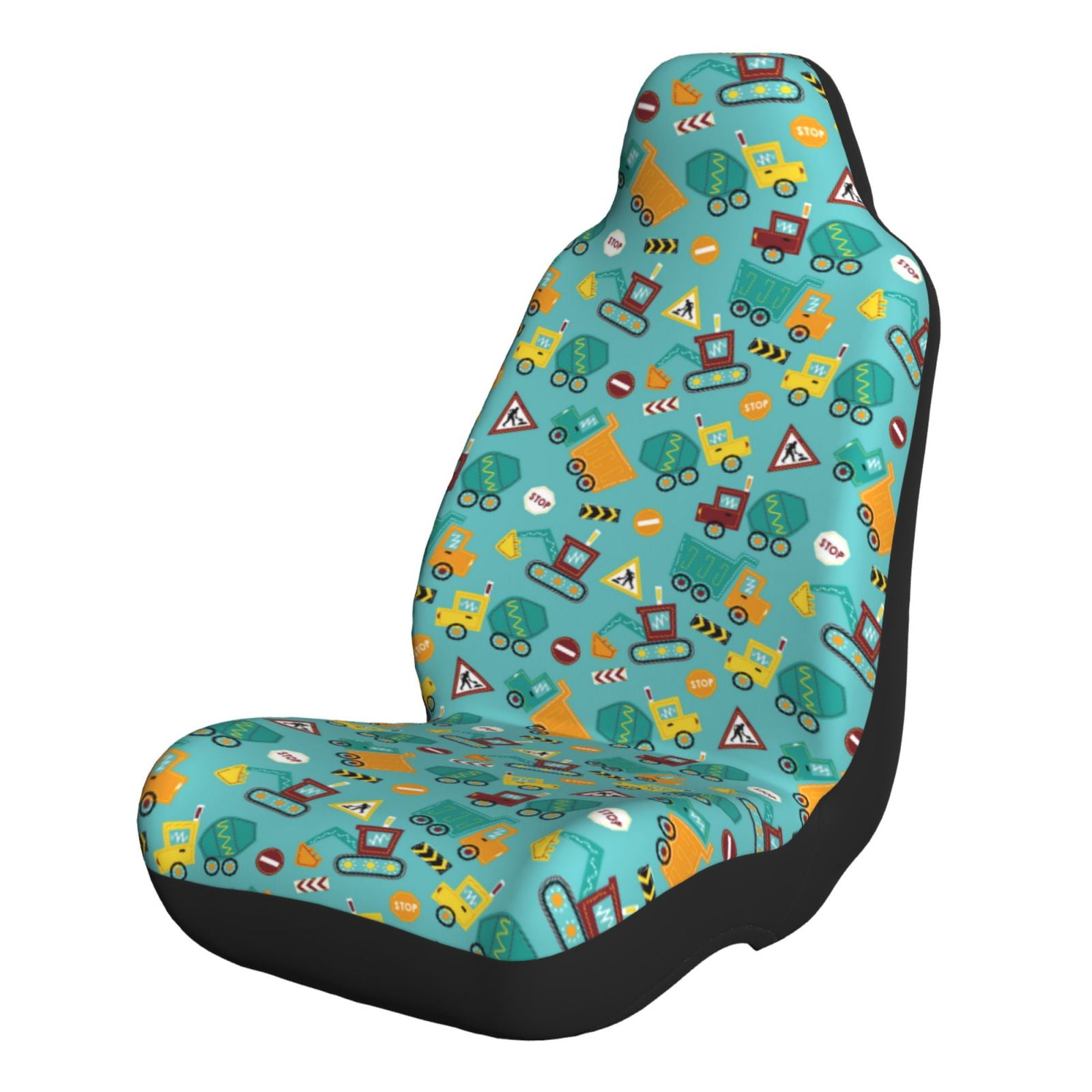 Pofeuu Trucks And Excavators Print Automotive Car Seat Covers Flat ...
