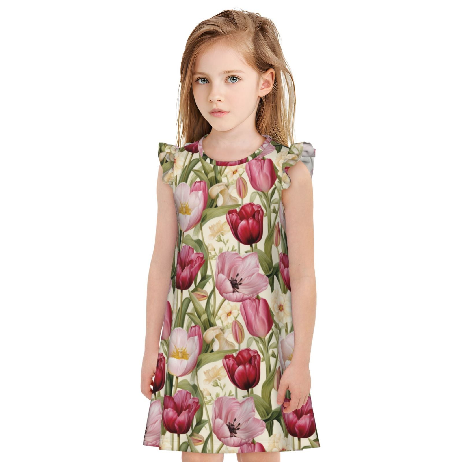 Pofeuu Tulips Flowers Print Girls Nightgowns, Nightgown Princess Pajama ...