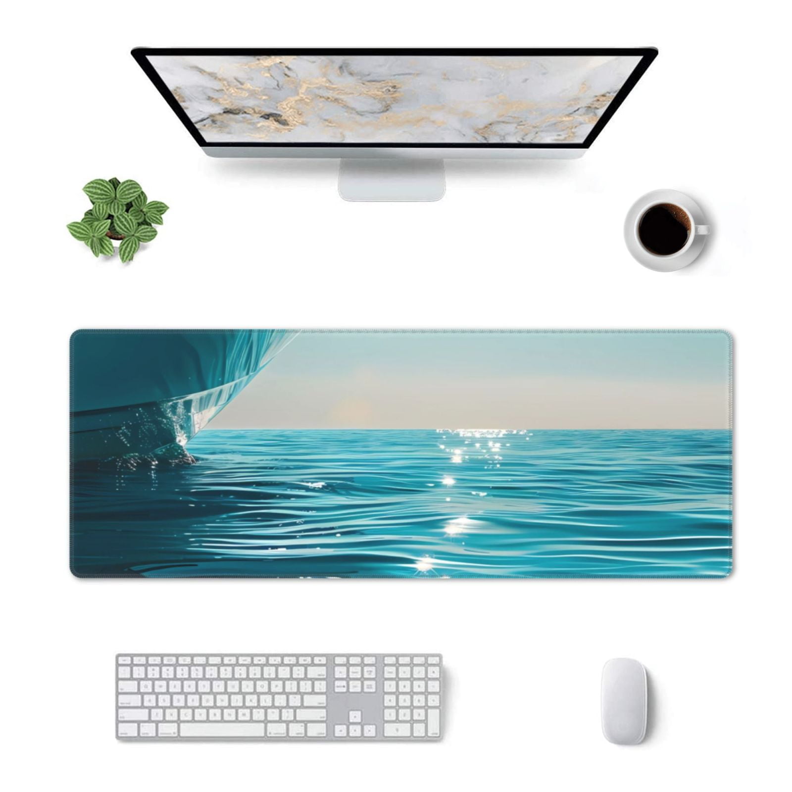 Pofeuu Turquoise Ocean Reflection Print Desk Mat for Keyboard and Mouse ...