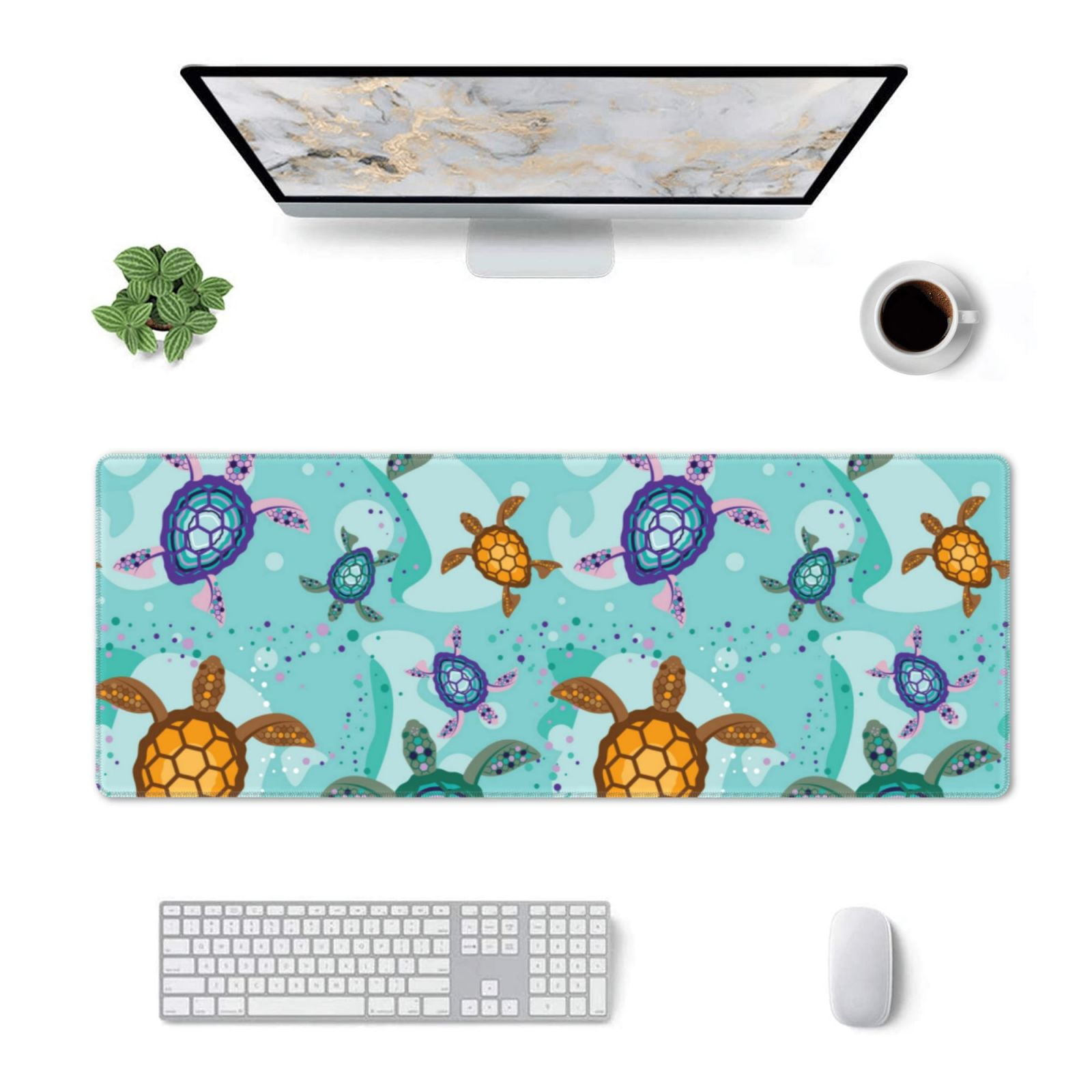 Pofeuu Turtles And Sea Print Desk Mat for Keyboard and Mouse，Computer ...