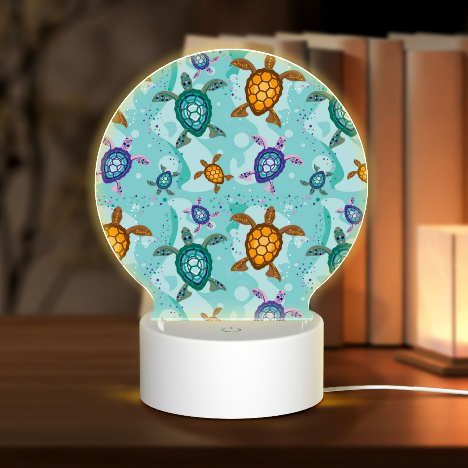 Pofeuu Turtles And Sea Print LED Christmas Night Light Lamp Base Gift ...