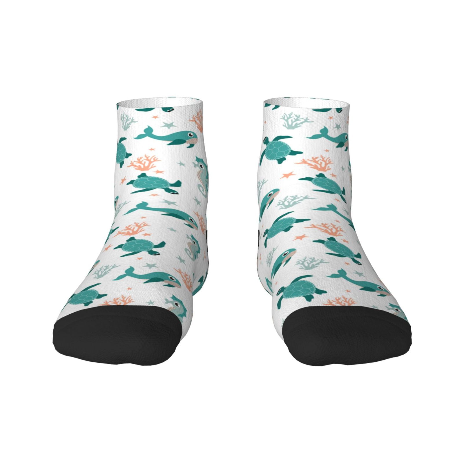 Pofeuu Turtles And Seahorses Print 30cm Socks, Adult Running Hiking ...