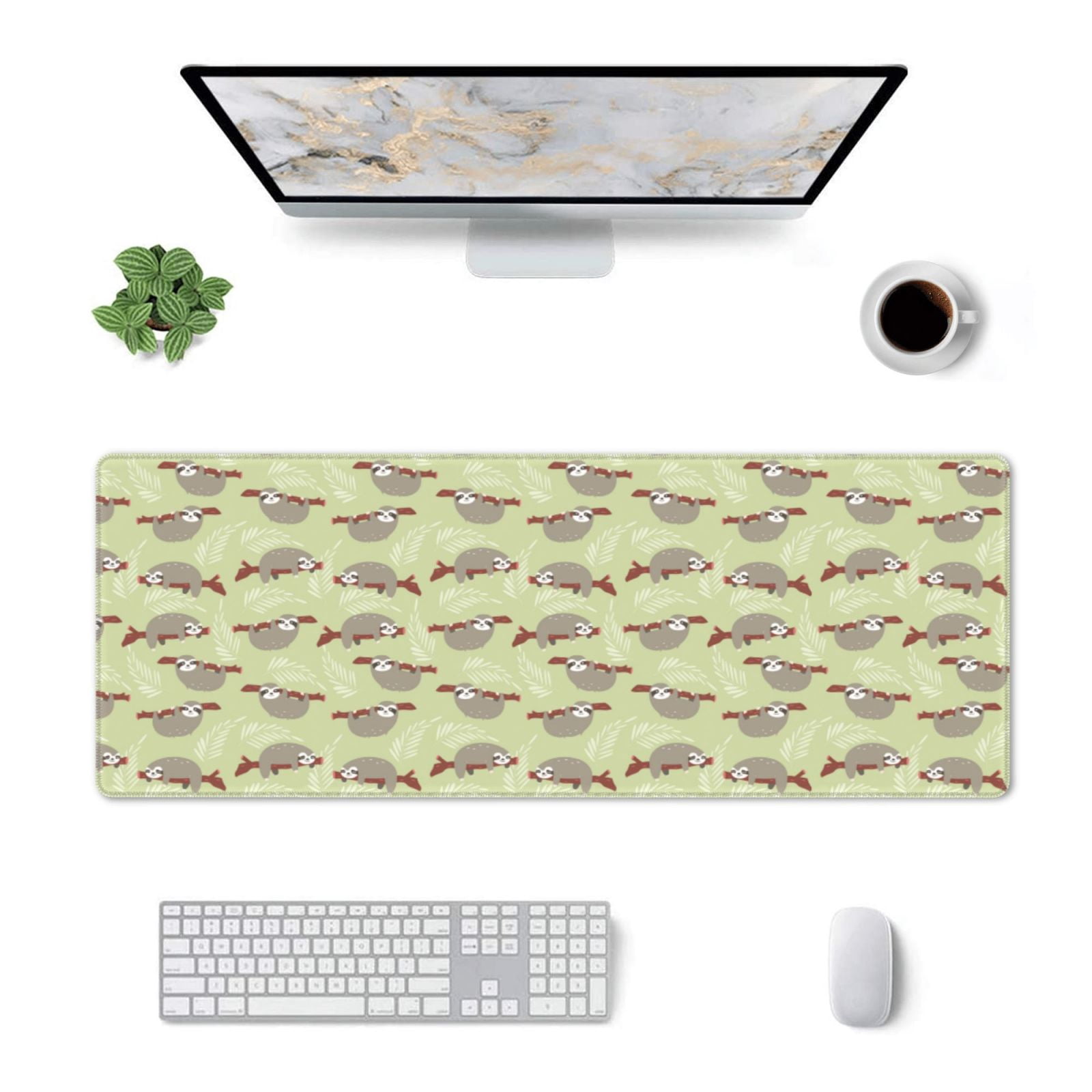 Pofeuu Twig Sloth Print Desk Mat for Keyboard and Mouse，Computer Desk ...