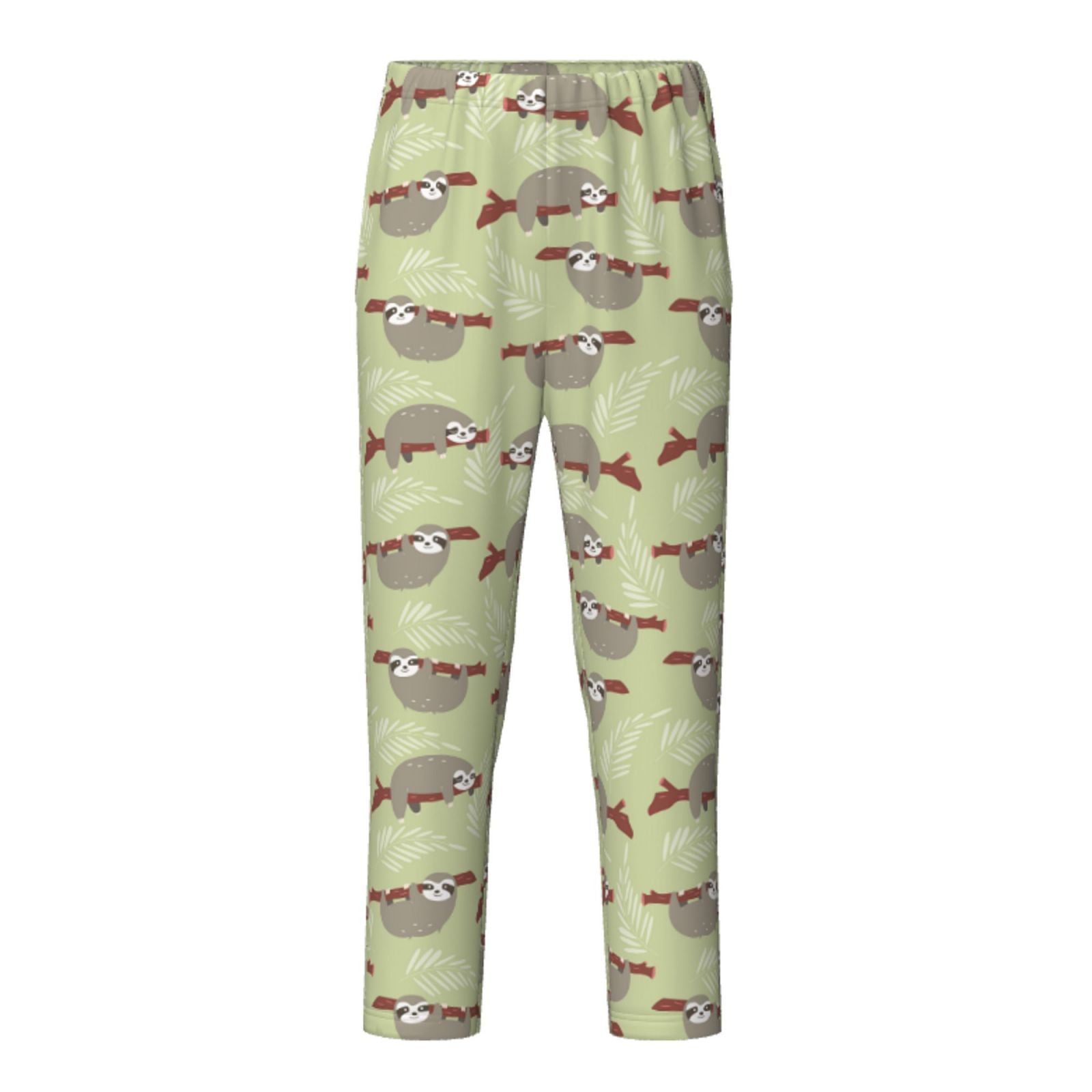 Pofeuu Twig Sloth Print Teenagers' Pajama Pants, Soft Lounge Pajama ...