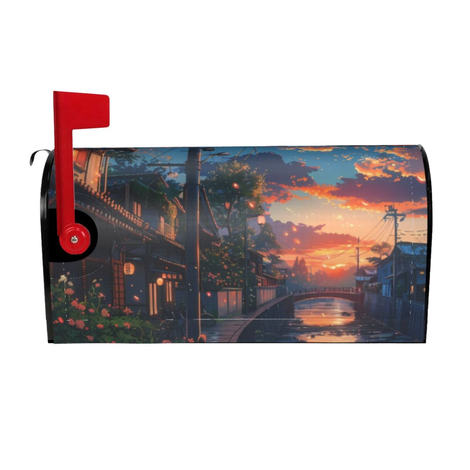 Pofeuu Twilight Canal Reflection Print Mailbox Covers Letterbox Cover ...