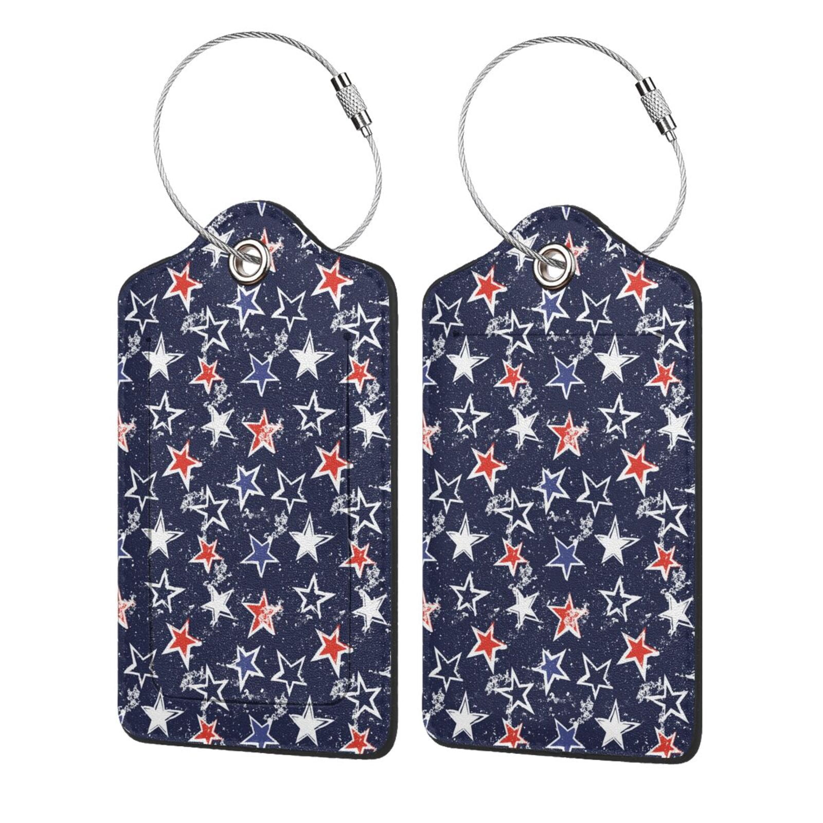 Pofeuu USA Stars Print Luggage Tags, Privacy Cover ID Label with ...