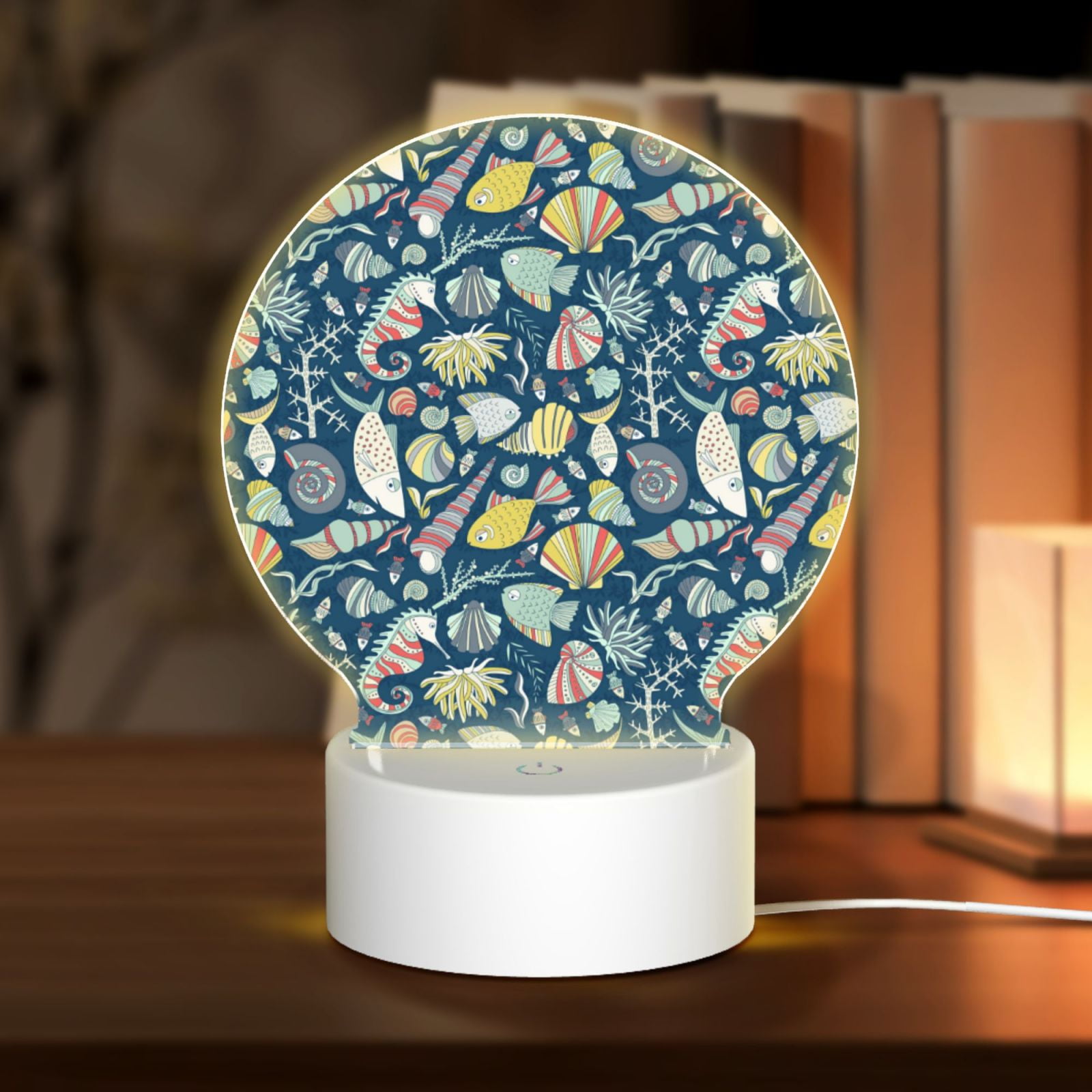 Pofeuu Underwater Creature Print LED Christmas Night Light Lamp Base ...