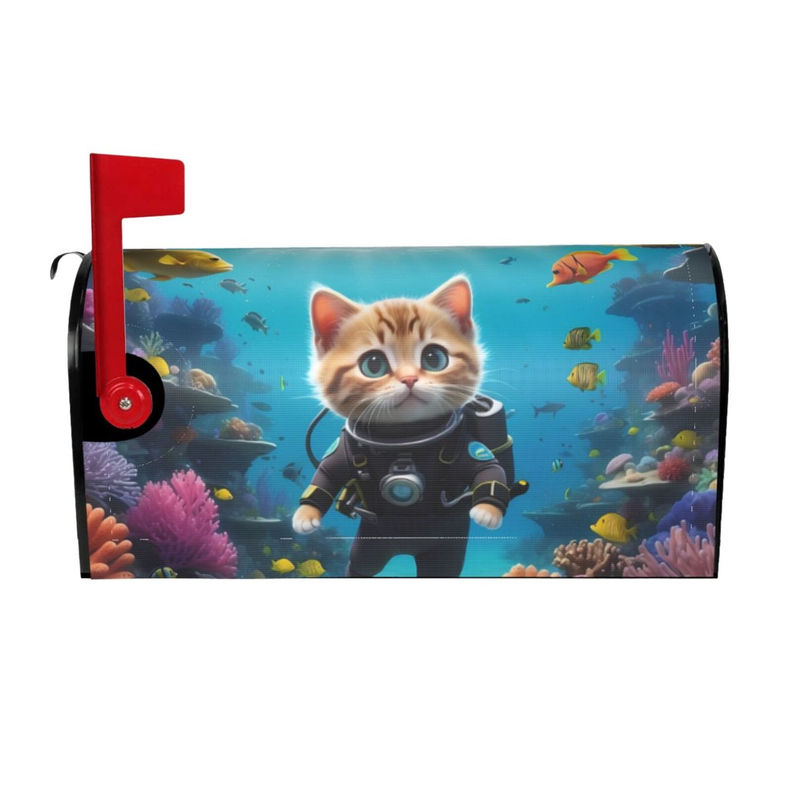 Pofeuu Underwater Diving Cat Print Mailbox Covers Letterbox Cover ...