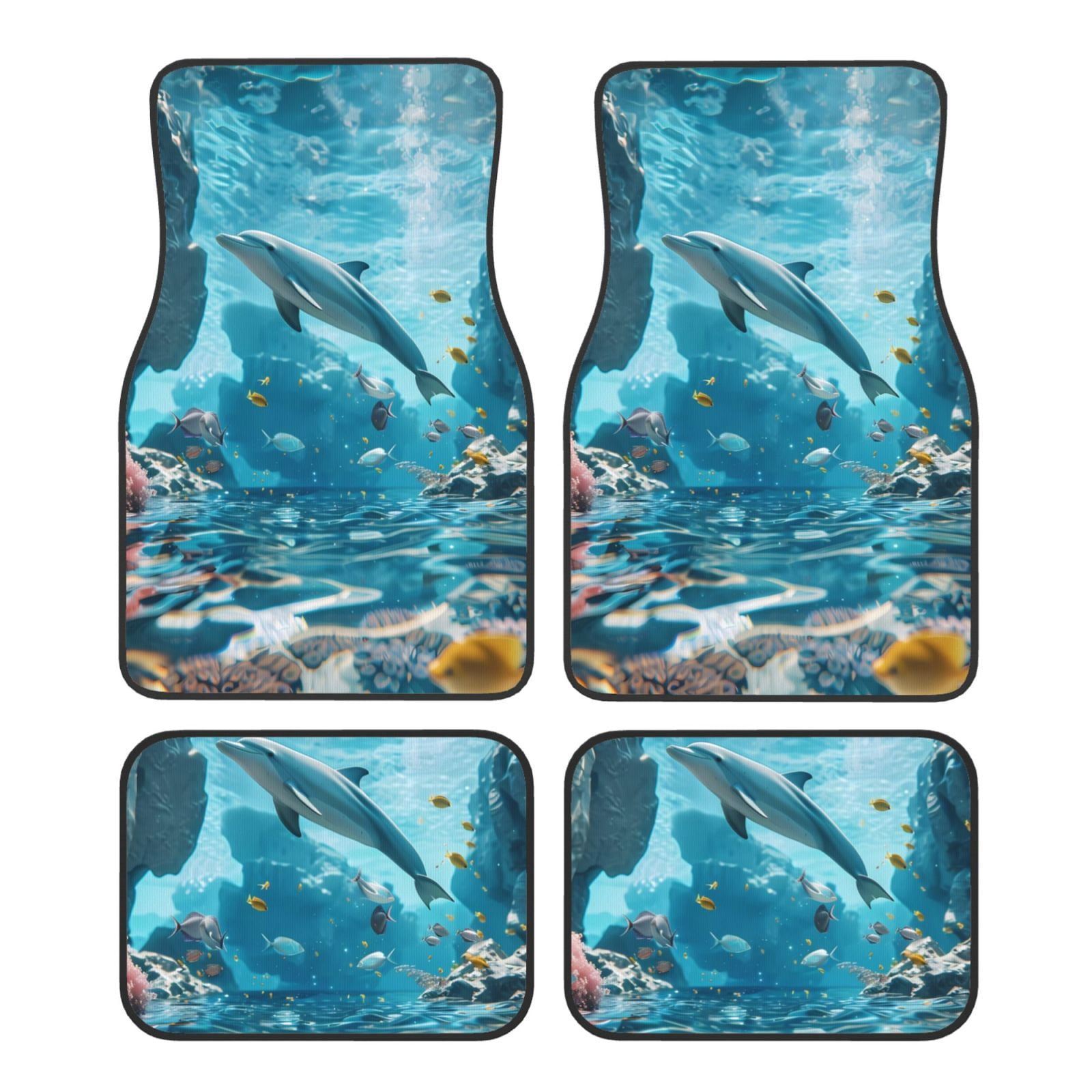 Pofeuu Underwater Dolphin Scene Print Car Foot Mat Set of 4 Pieces ...