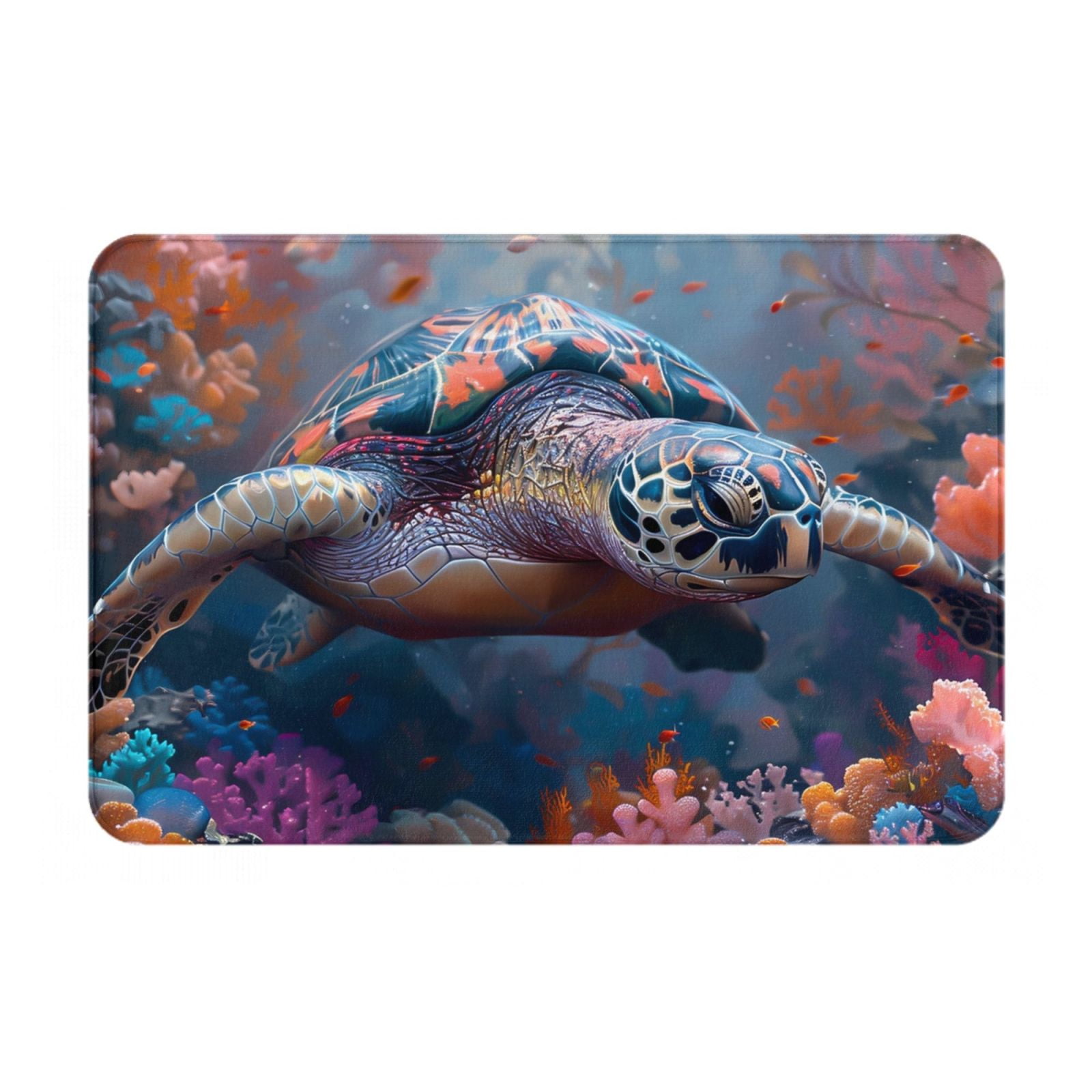 Pofeuu Underwater Lazy Turtle Print Flannel Doormats Rug16"x24"Rug ...