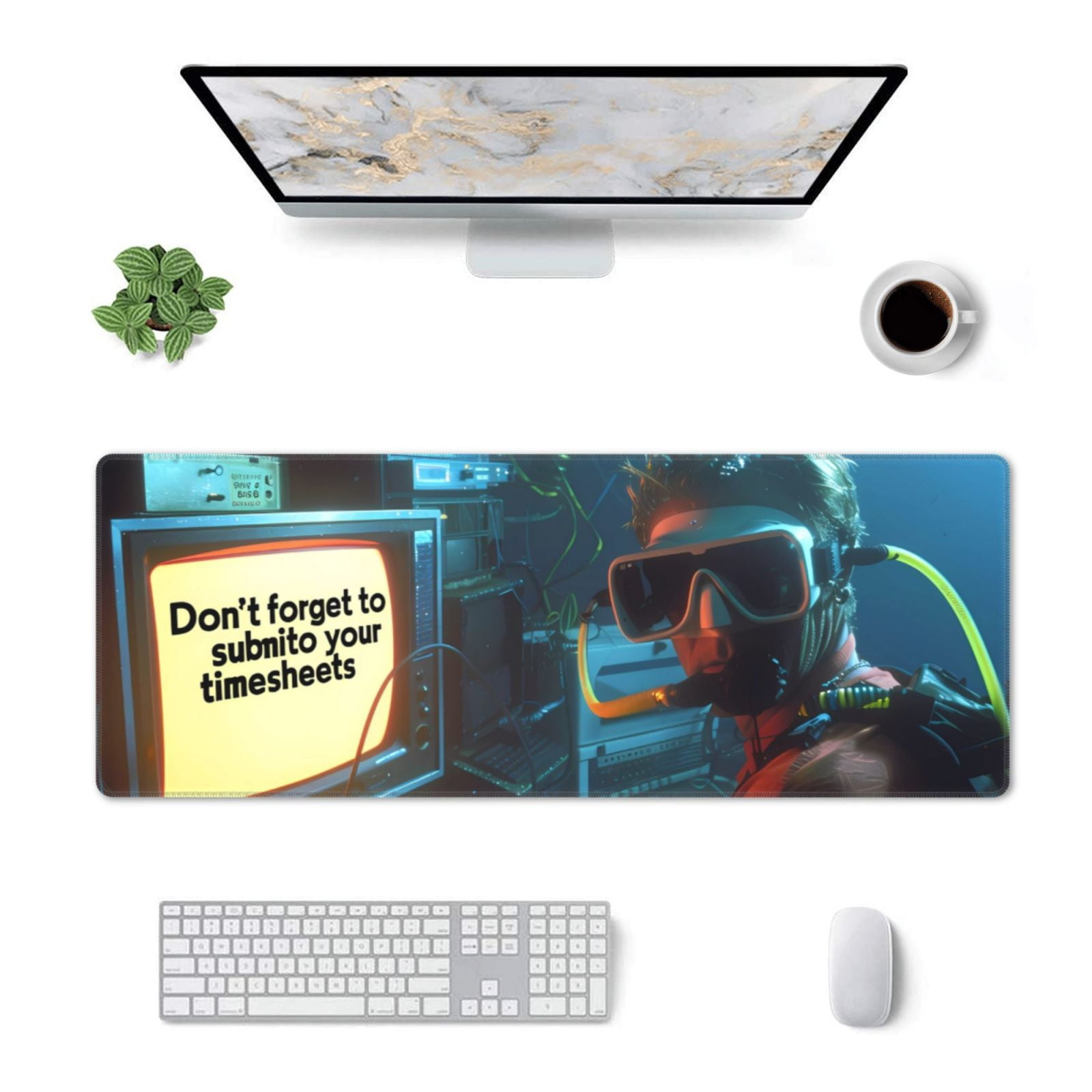 Pofeuu Underwater Office Diver Print Desk Mat for Keyboard and Mouse ...