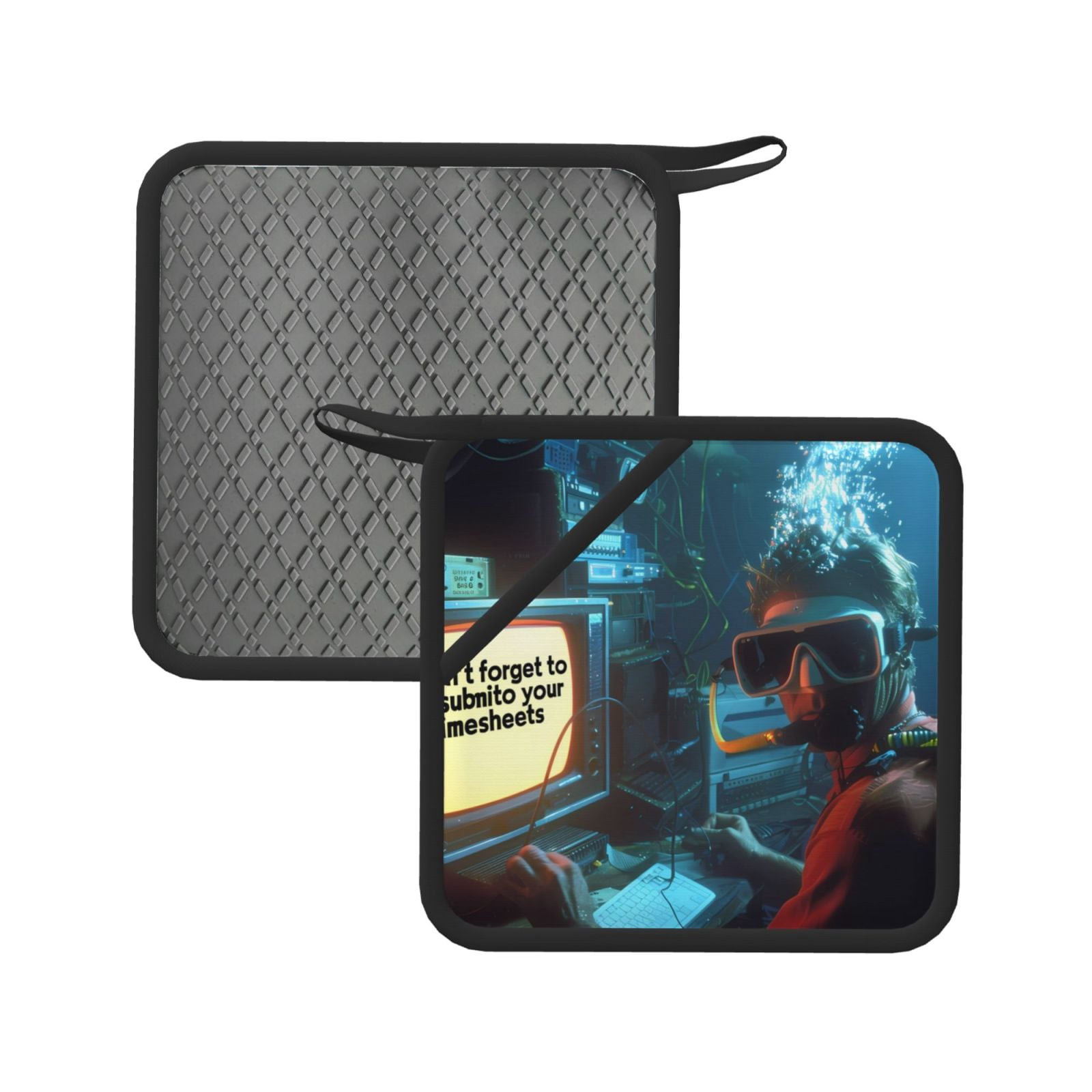 Pofeuu Underwater Office Diver Print Silicone Trivet Mats,Silicone Hot ...