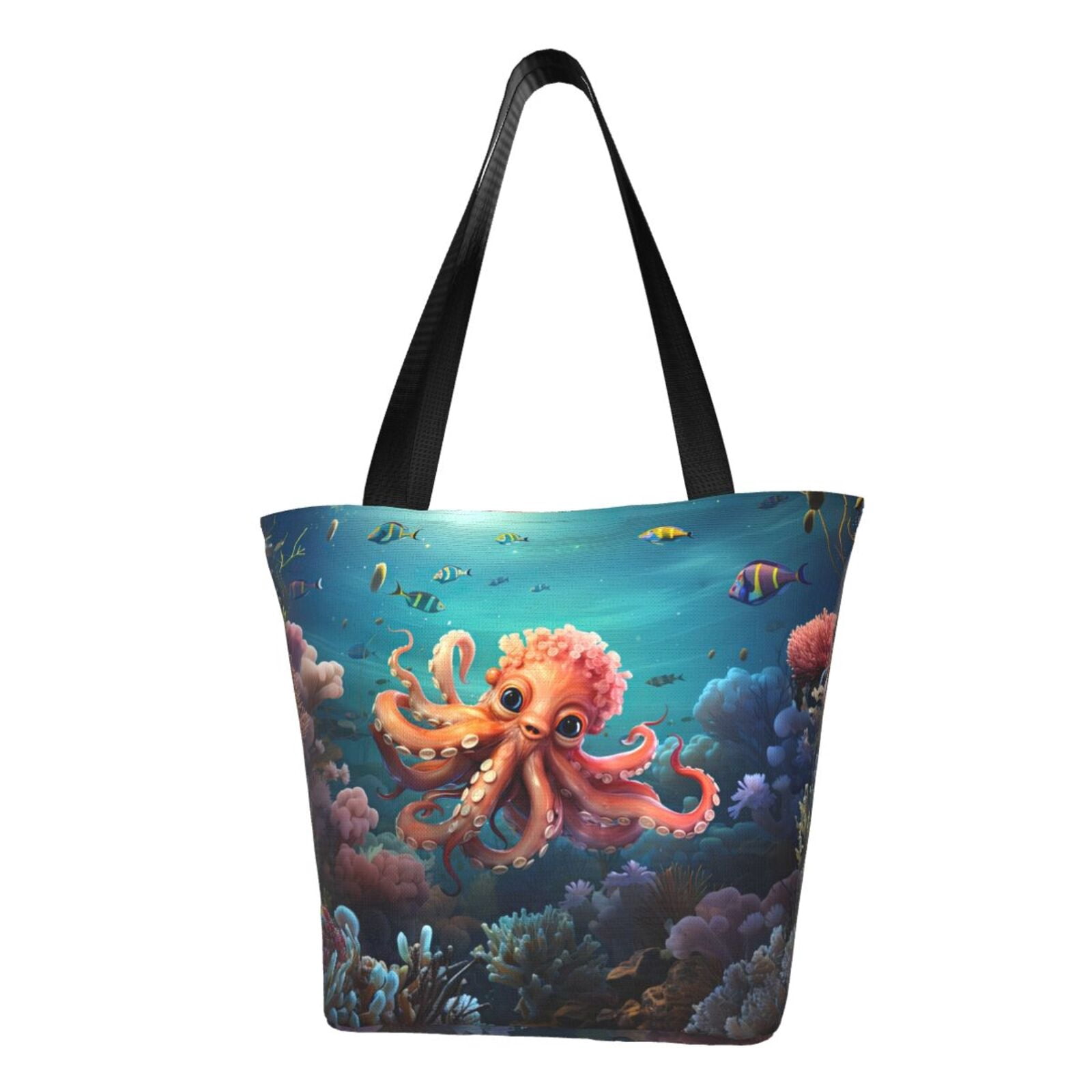 Pofeuu Underwater Plant Octopus Print Women Fashion Shoulder Handbags ...