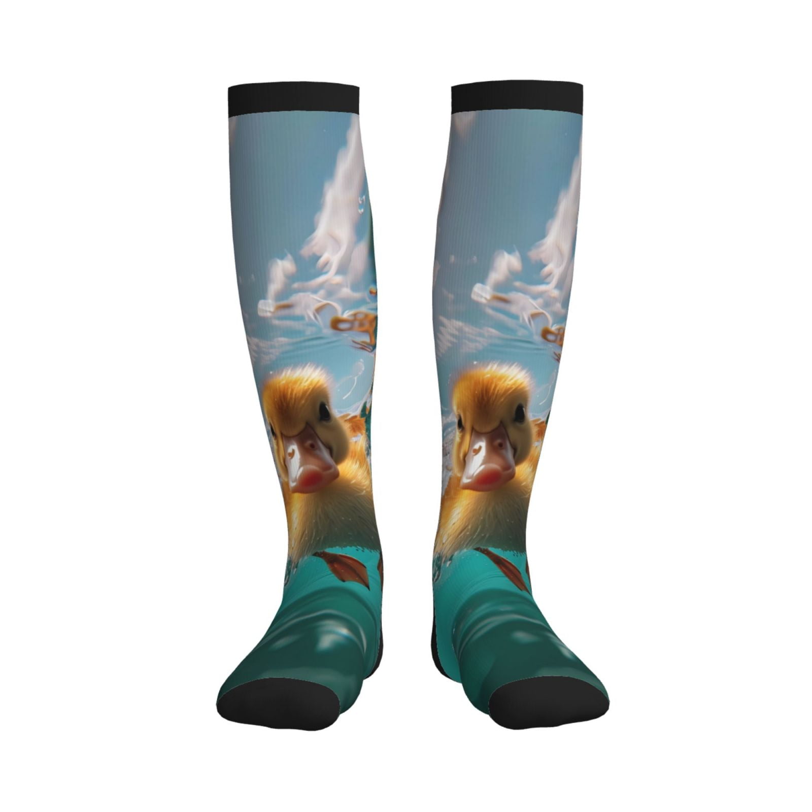 Pofeuu Underwater Swimming Duck Print Compression Socks for Women & Men ...