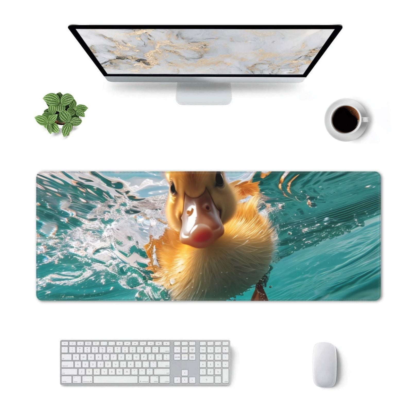 Pofeuu Underwater Swimming Duck Print Desk Mat for Keyboard and Mouse ...
